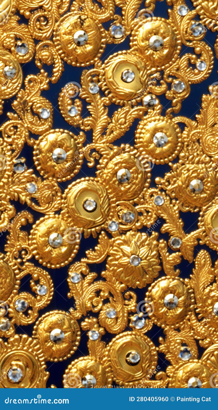 Thai Style Gold Pattern on the Fabric for Background and Texture Stock ...