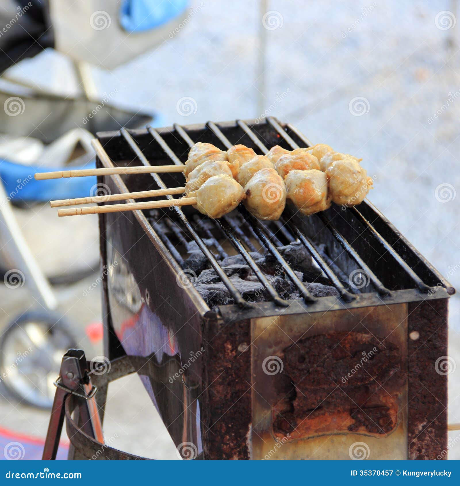 Thai style grill meat ball stock image. Image of appetizer - 35370457