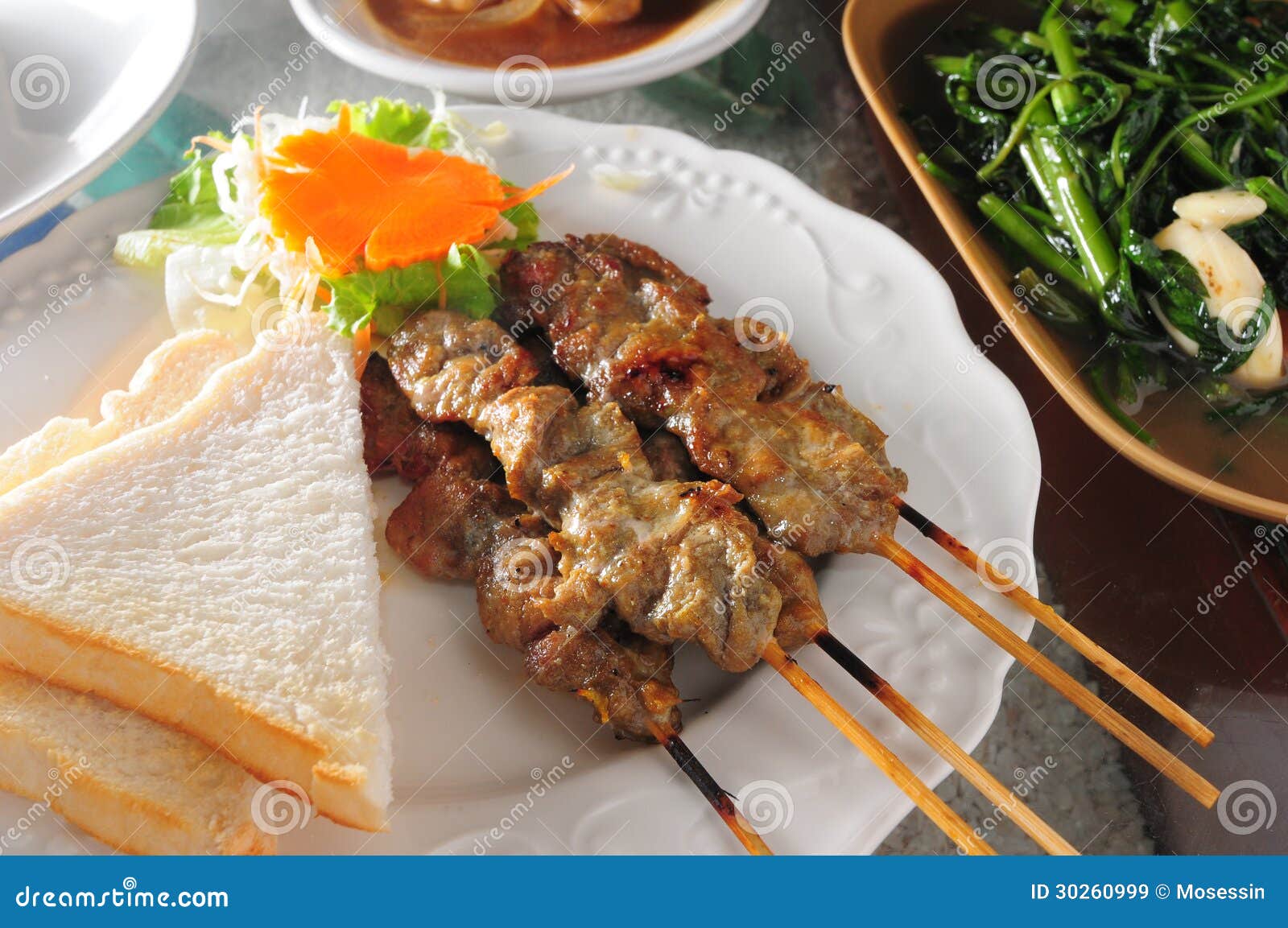 Grilled Beaf skewer stock image. Image of bread, food - 30260999