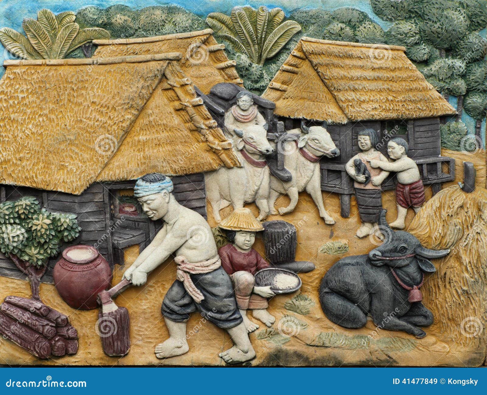 Thai Style Handcraft of Thai Tradition on Wall Stock Image - Image of ...