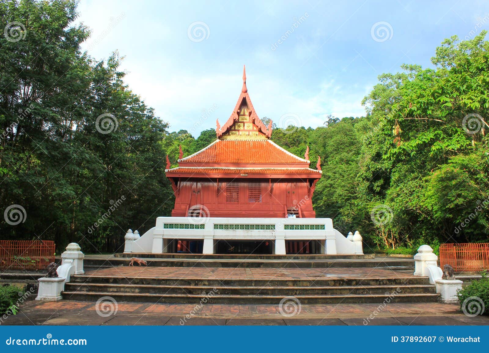 Thai Style House with Blue Sky Stock Image - Image of color, background ...