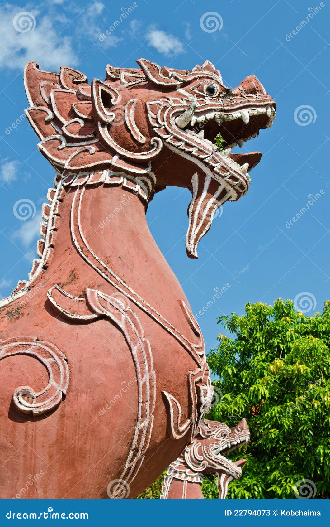 Thai Style Lion Statue with Blue Sky Stock Image - Image of monument ...