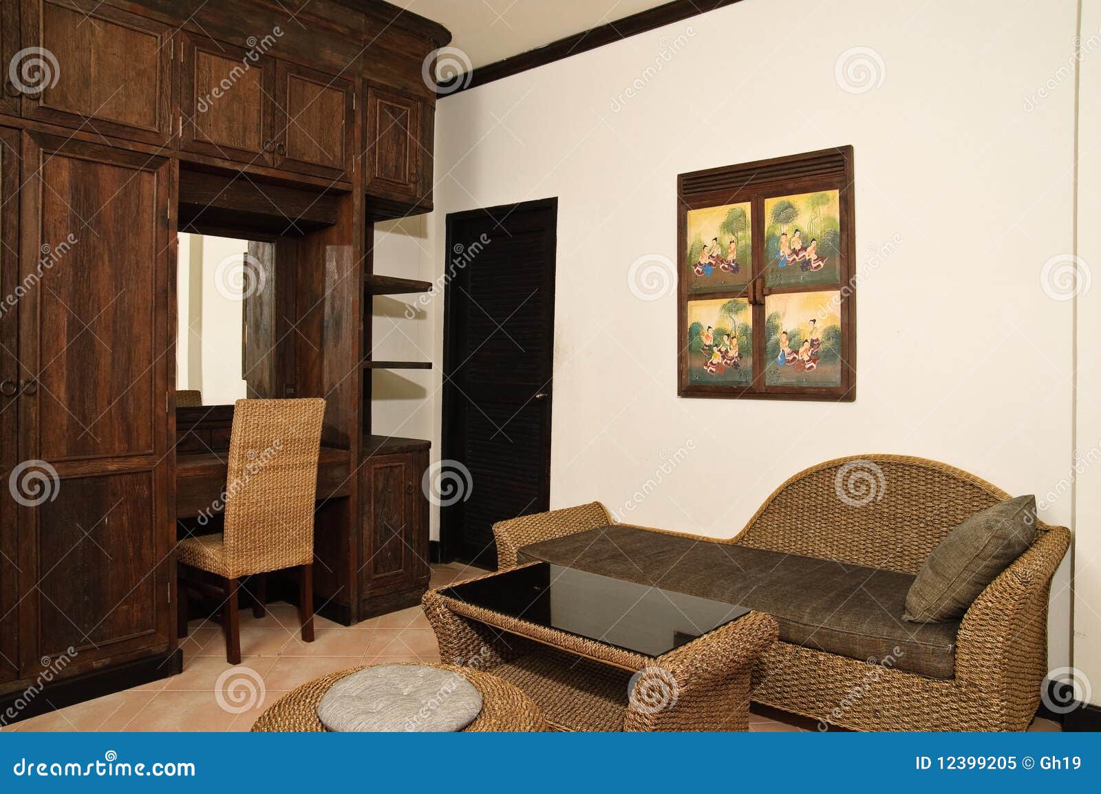 Thai style living room stock image. Image of decor, room - 12399205