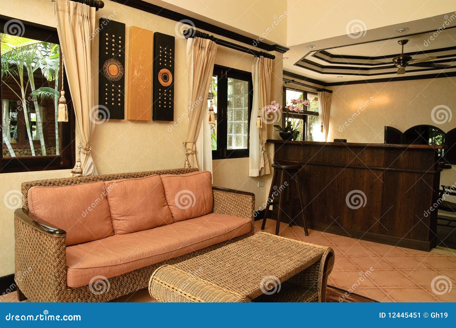 Thai style living room stock image. Image of comfortable - 12445451