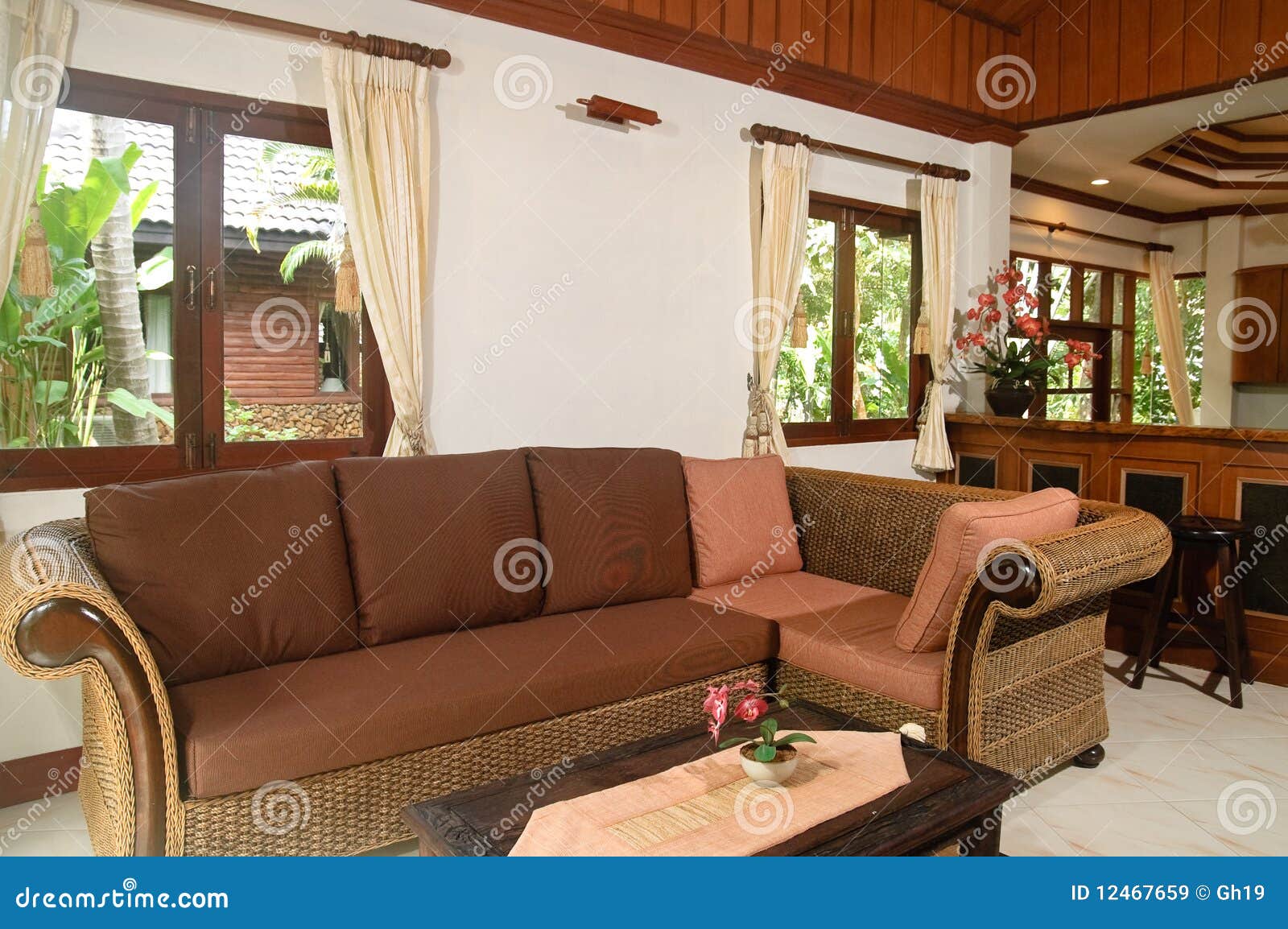 Thai style living room stock image. Image of apartment - 12467659
