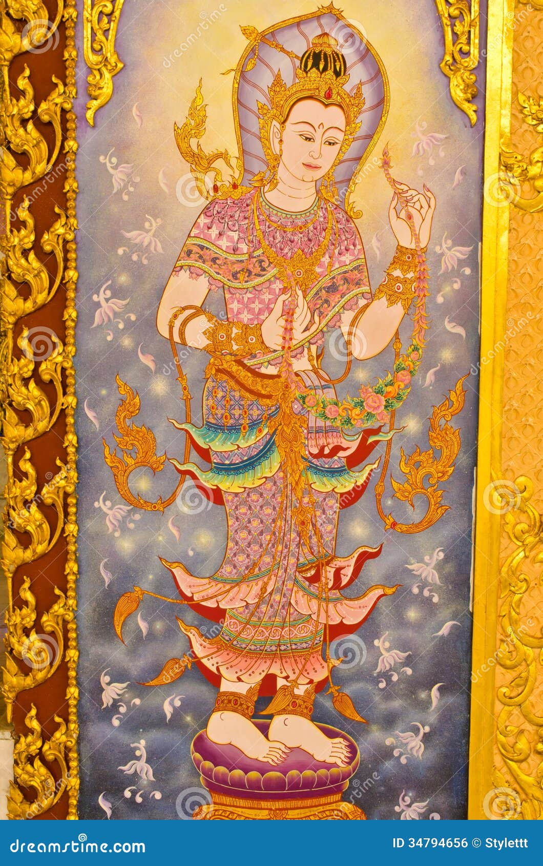 Thai-style murals. stock photo. Image of believe, color - 34794656