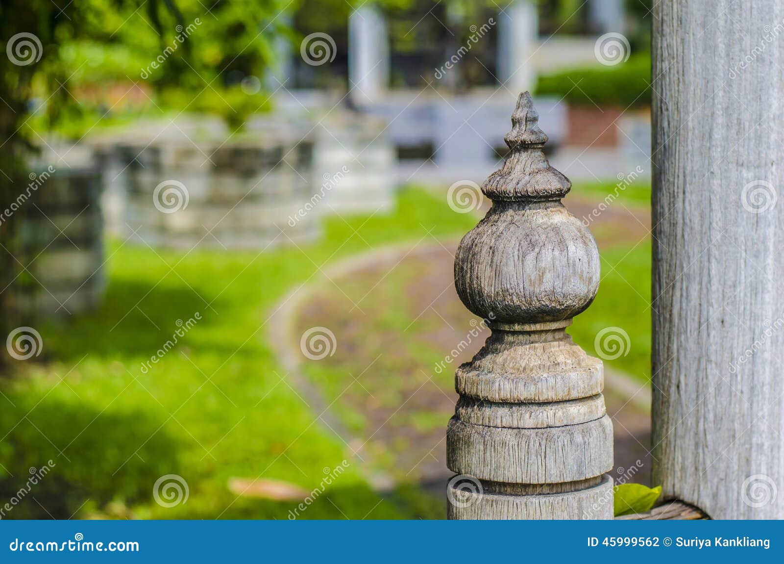 Thai Style Old Timber Column Stock Photo - Image of building, wooden ...