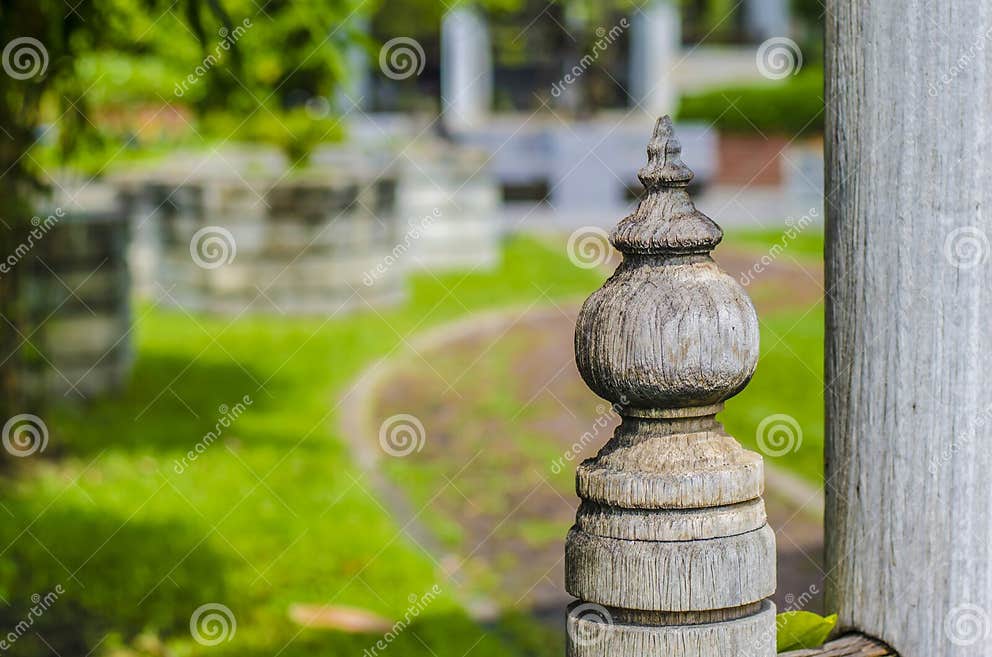 Thai Style Old Timber Column Stock Photo - Image of building, wooden ...