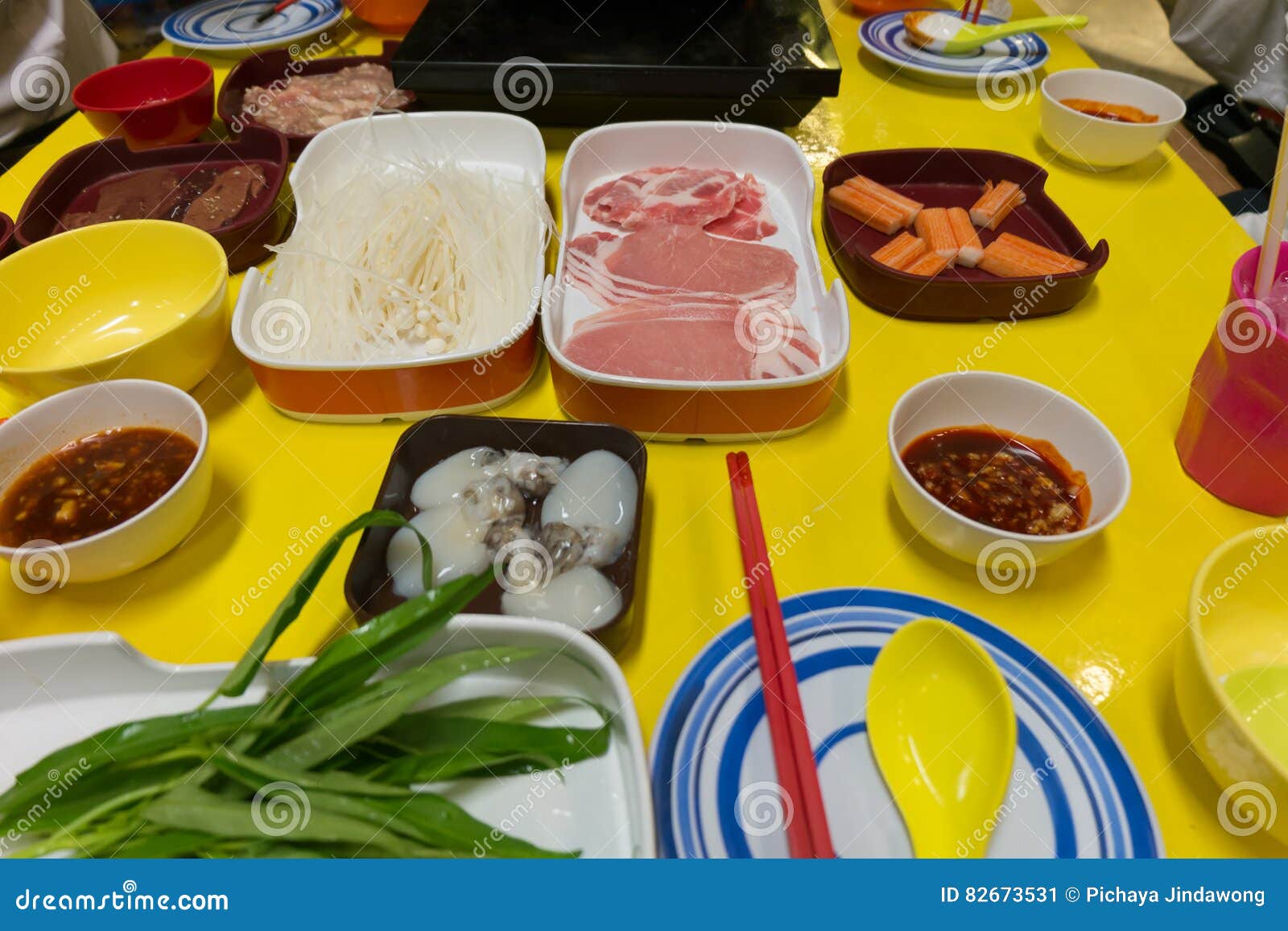 Thai Style Shabu stock image. Image of bowl, sauce, restaurant - 82673531