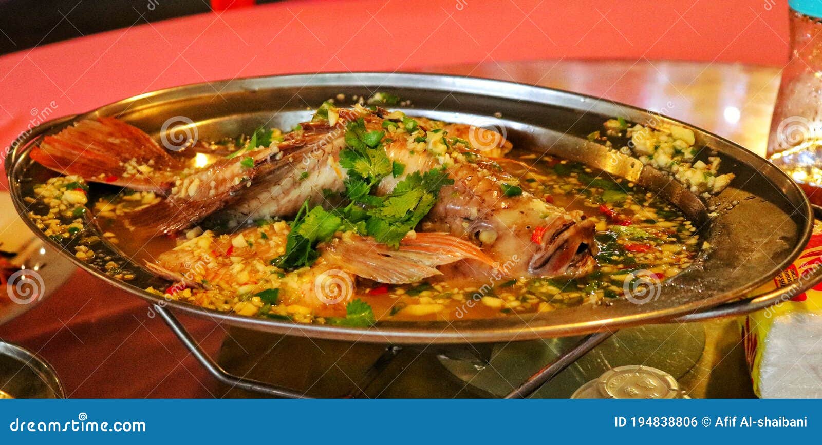 Thai style steam fish stock photo. Image of fish, steam - 194838806