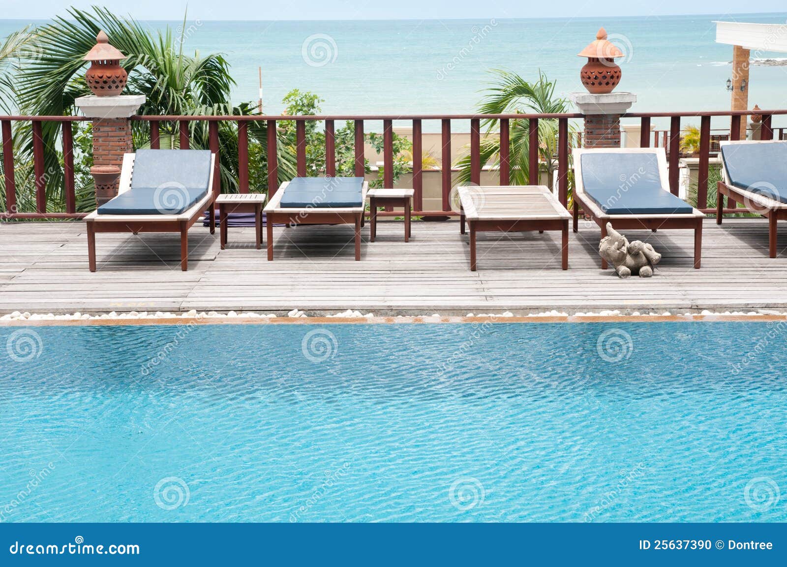 Thai style swimming pool stock photo. Image of reclining - 25637390