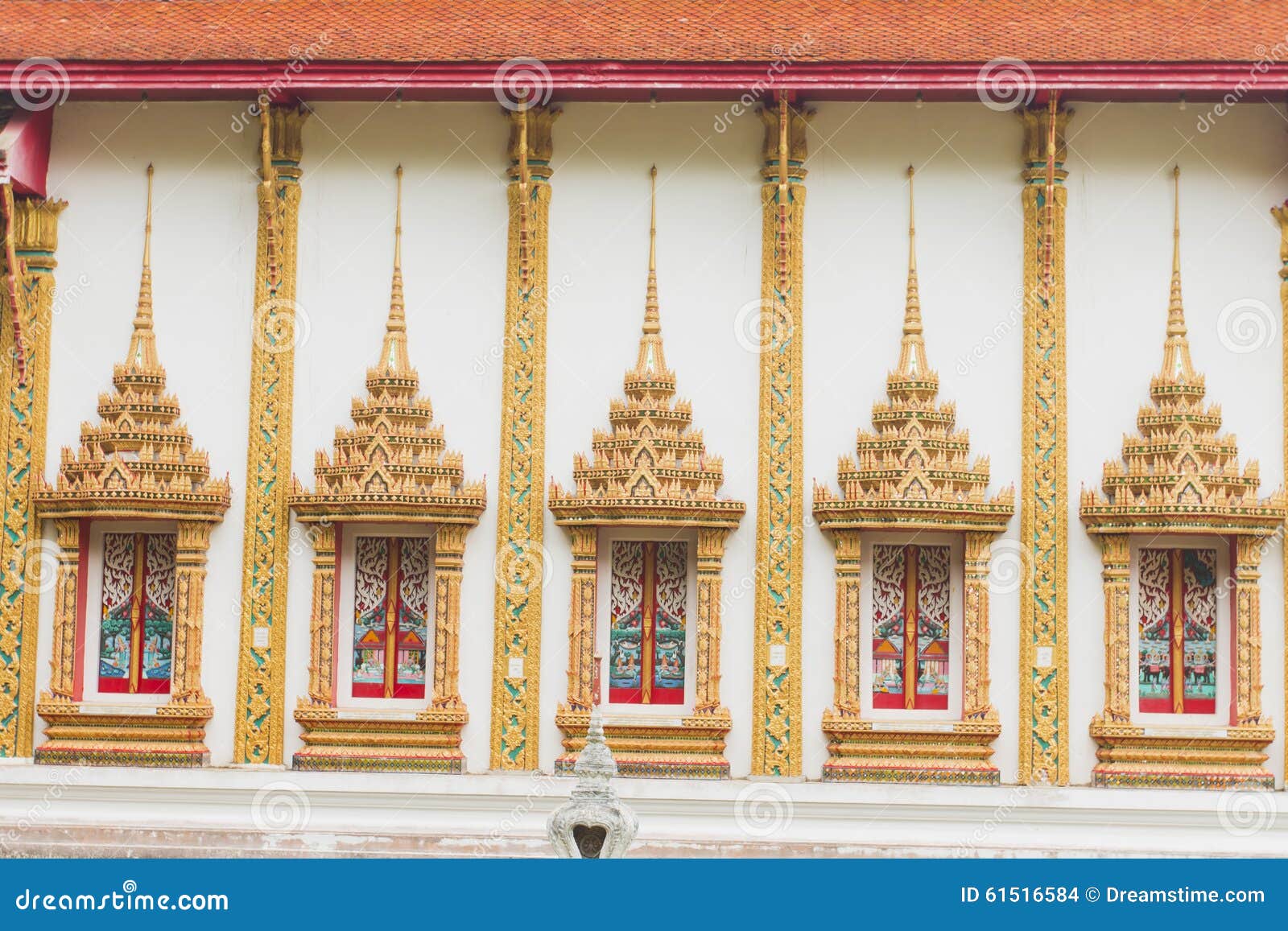 Thai Style Temple Windows Gold Color Stock Photo - Image of bangkok ...