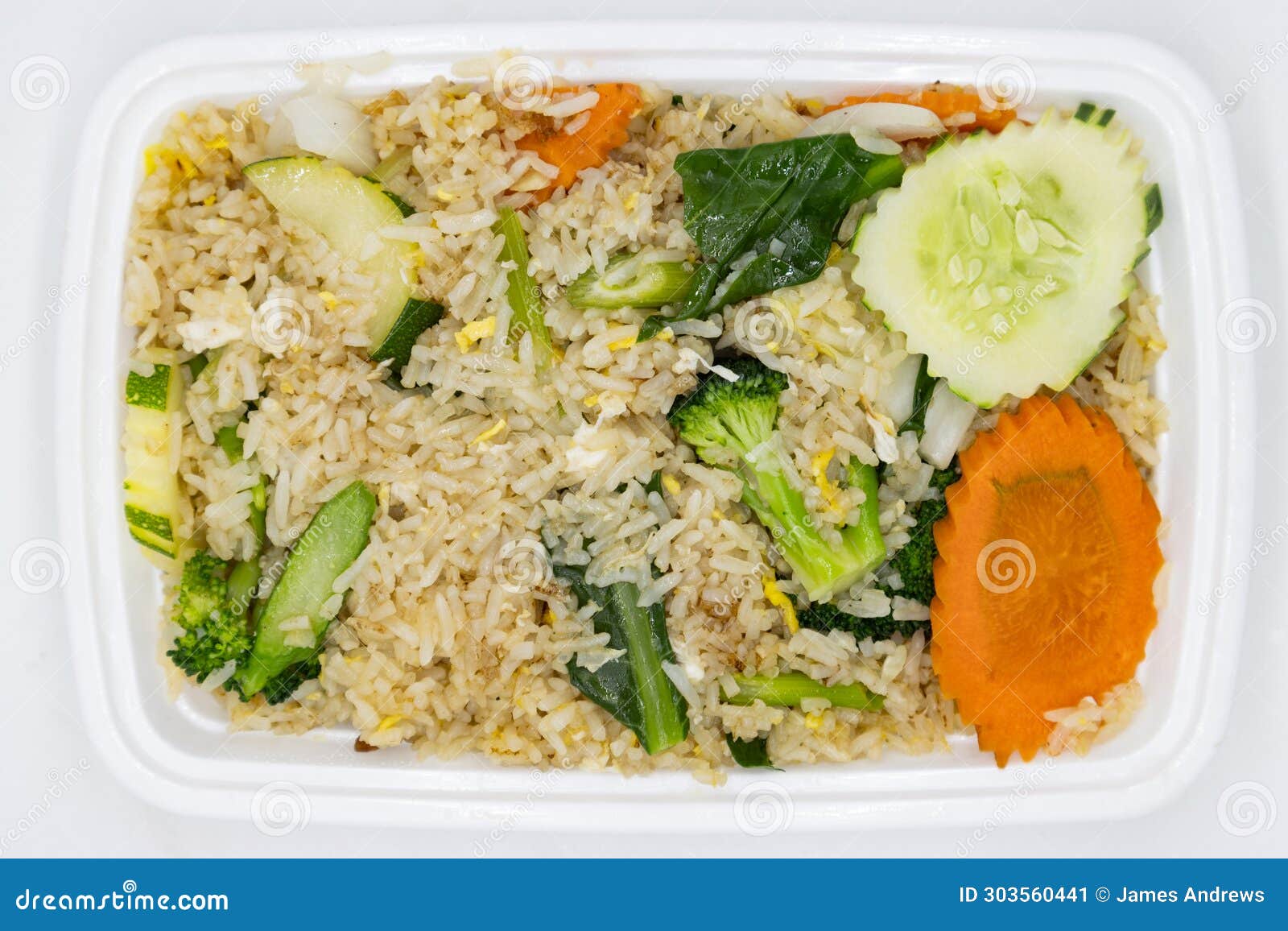Thai Style Vegetable Fried Rice in a White Container Stock Image ...