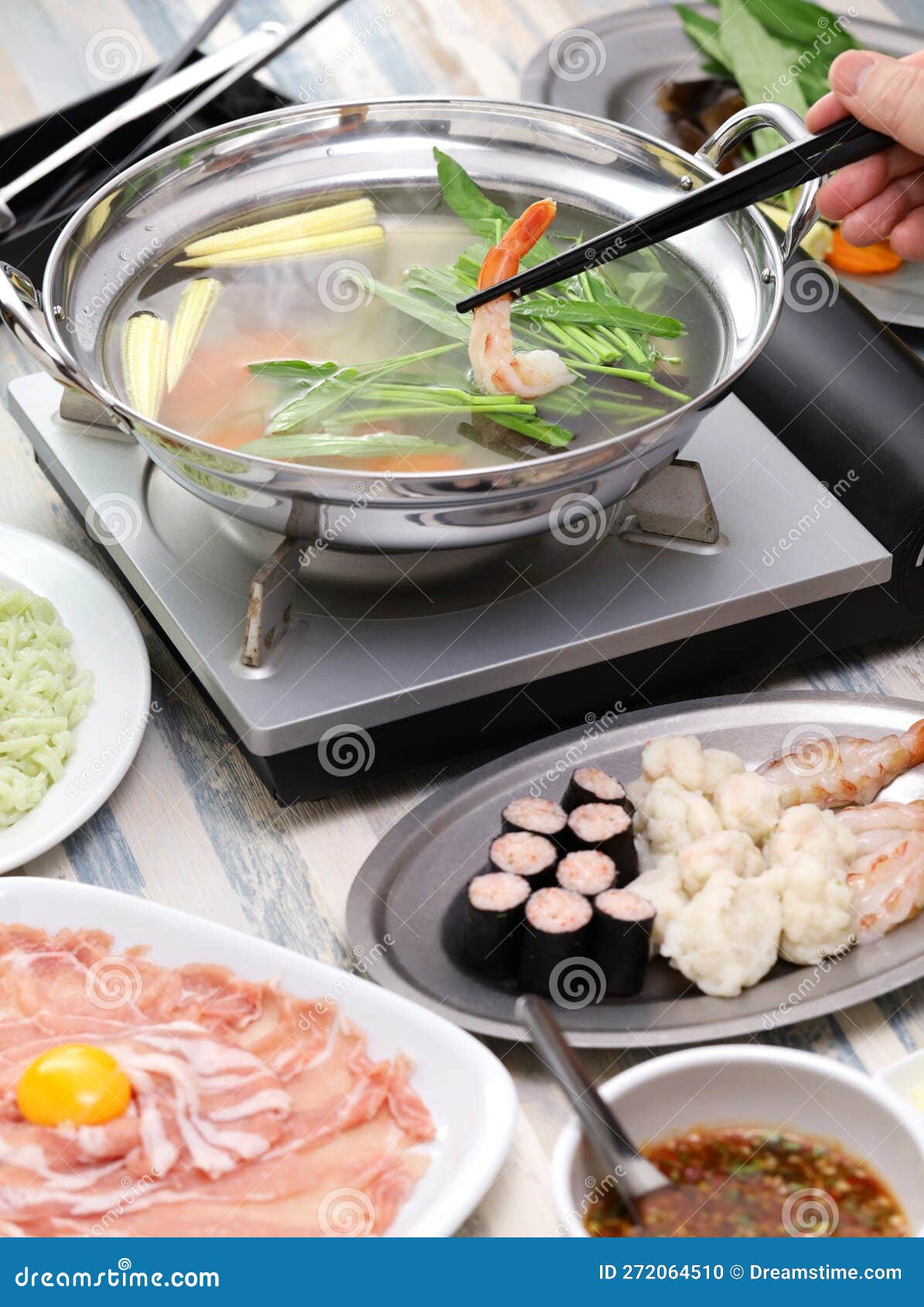 Thai suki hot pot at home stock photo. Image of lime - 272064510