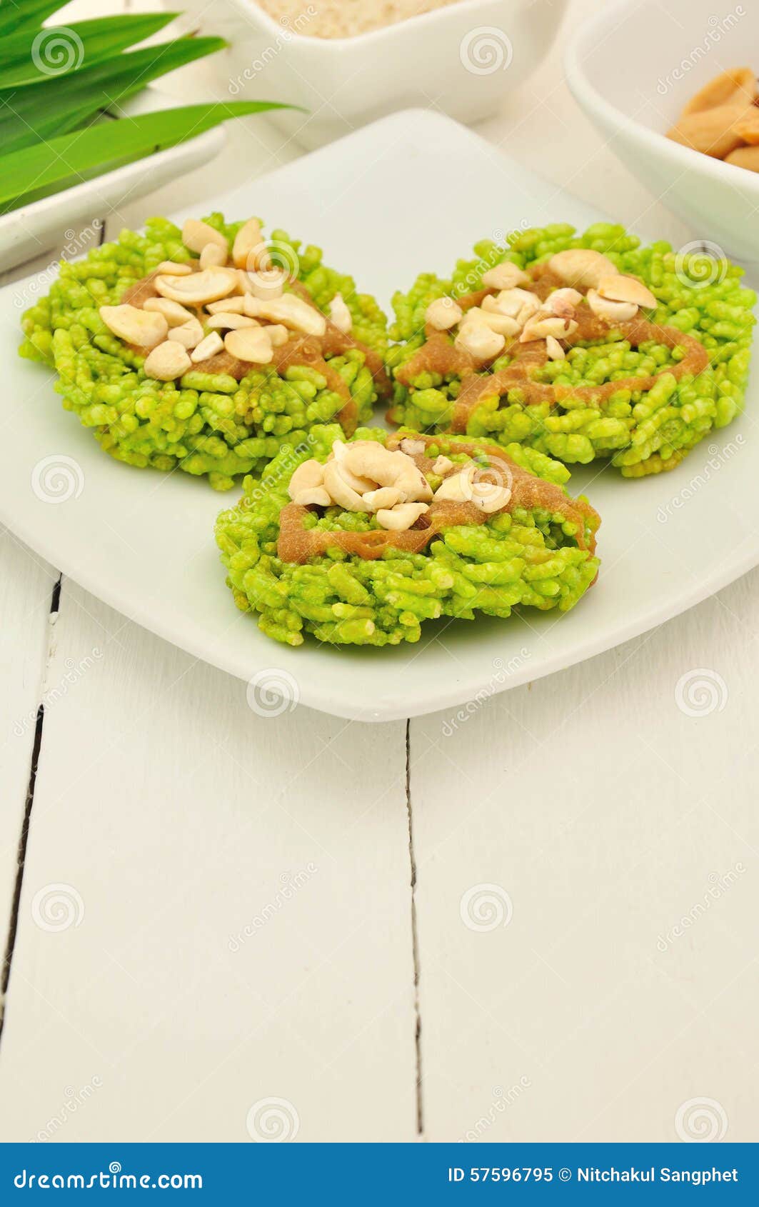 Thai Sweet Crispy Rice Cakes with Cane Sugar Drizzle. Stock Image ...