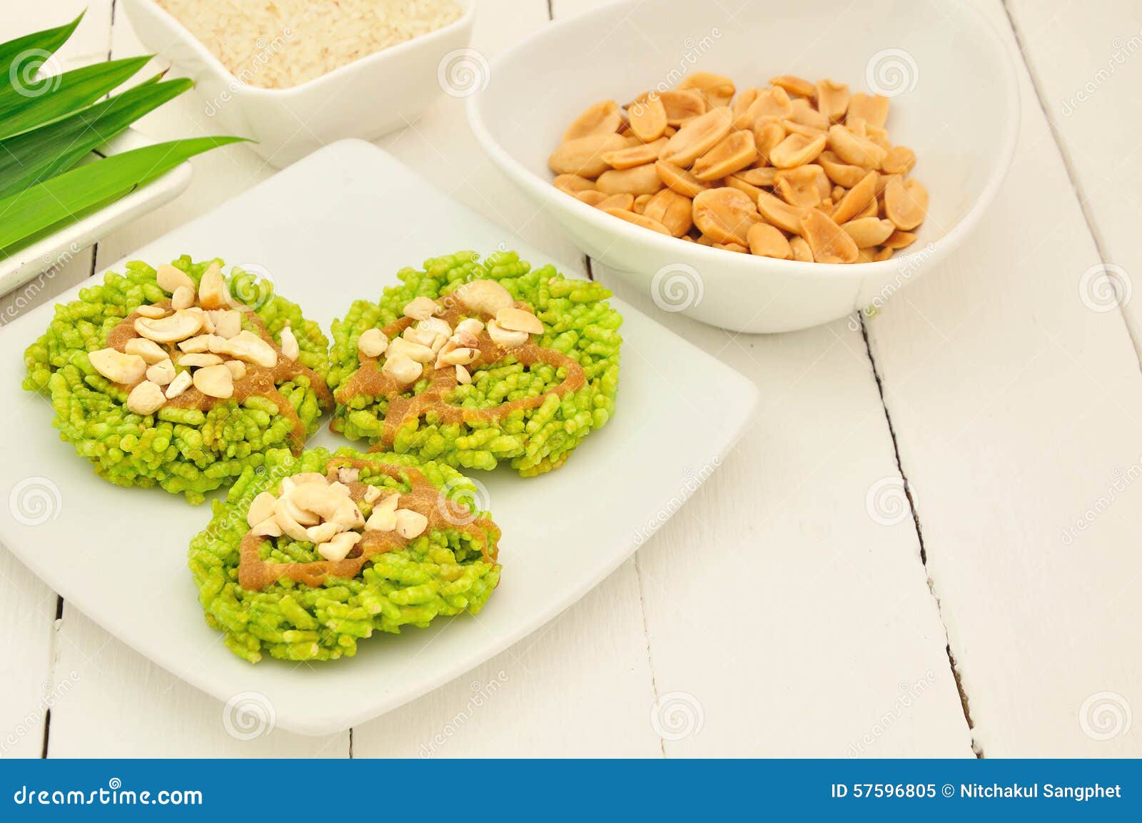 Thai Sweet Crispy Rice Cakes with Cane Sugar Drizzle. Stock Image ...