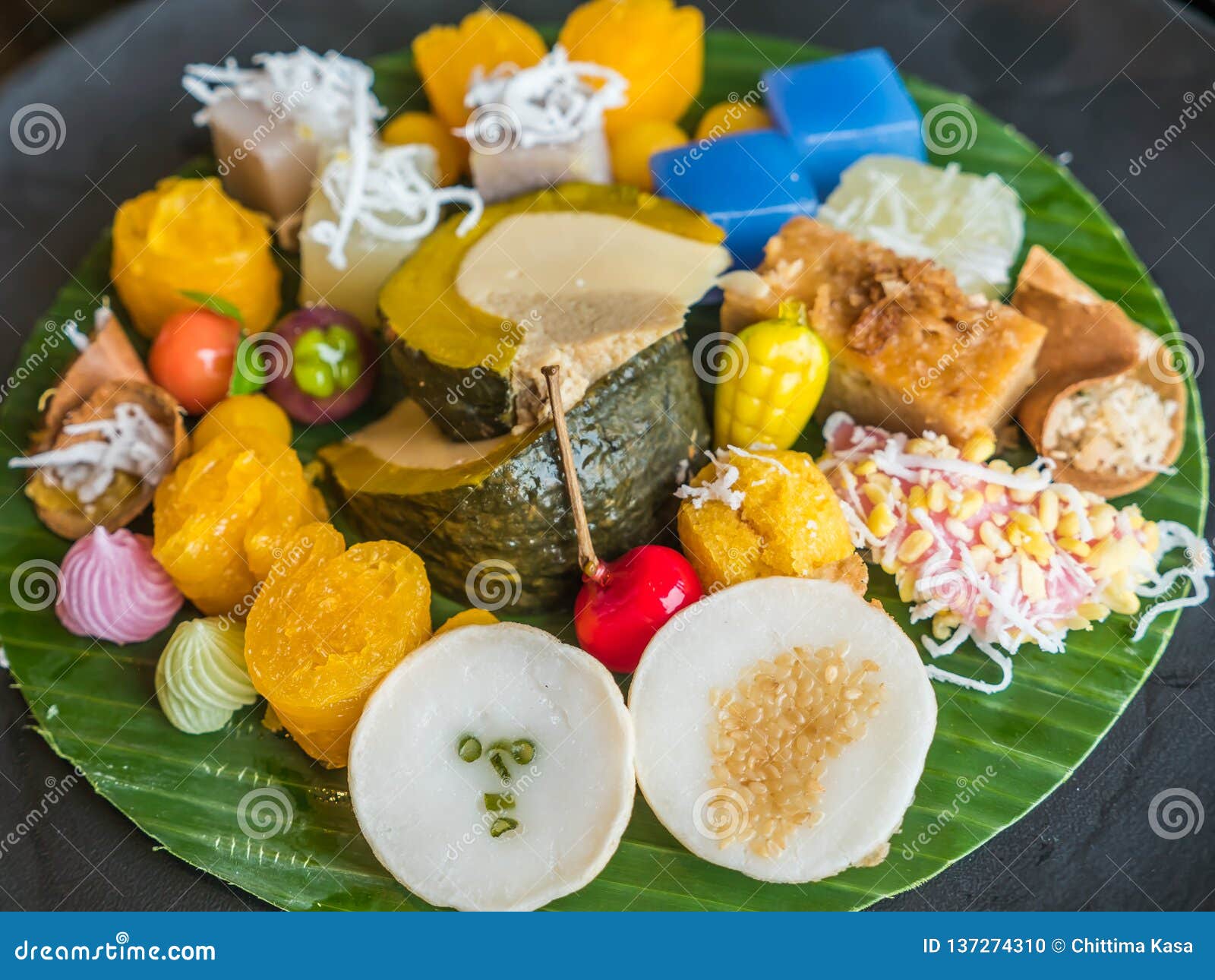 Many Kinds of Thai Sweetmeat Stock Photo - Image of crispy, sweet ...