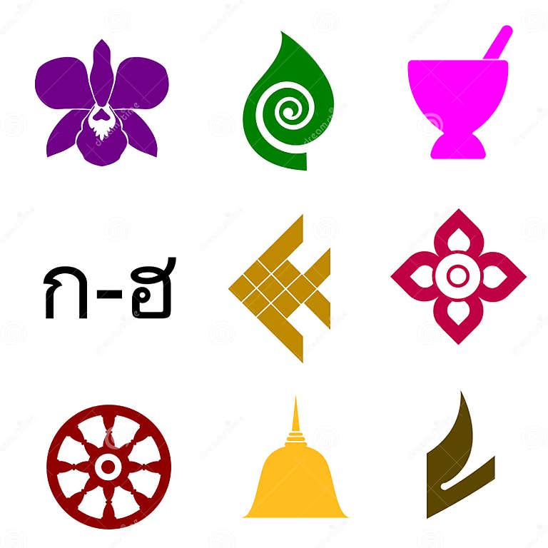 Thai Symbols stock vector. Illustration of food, house - 7559991