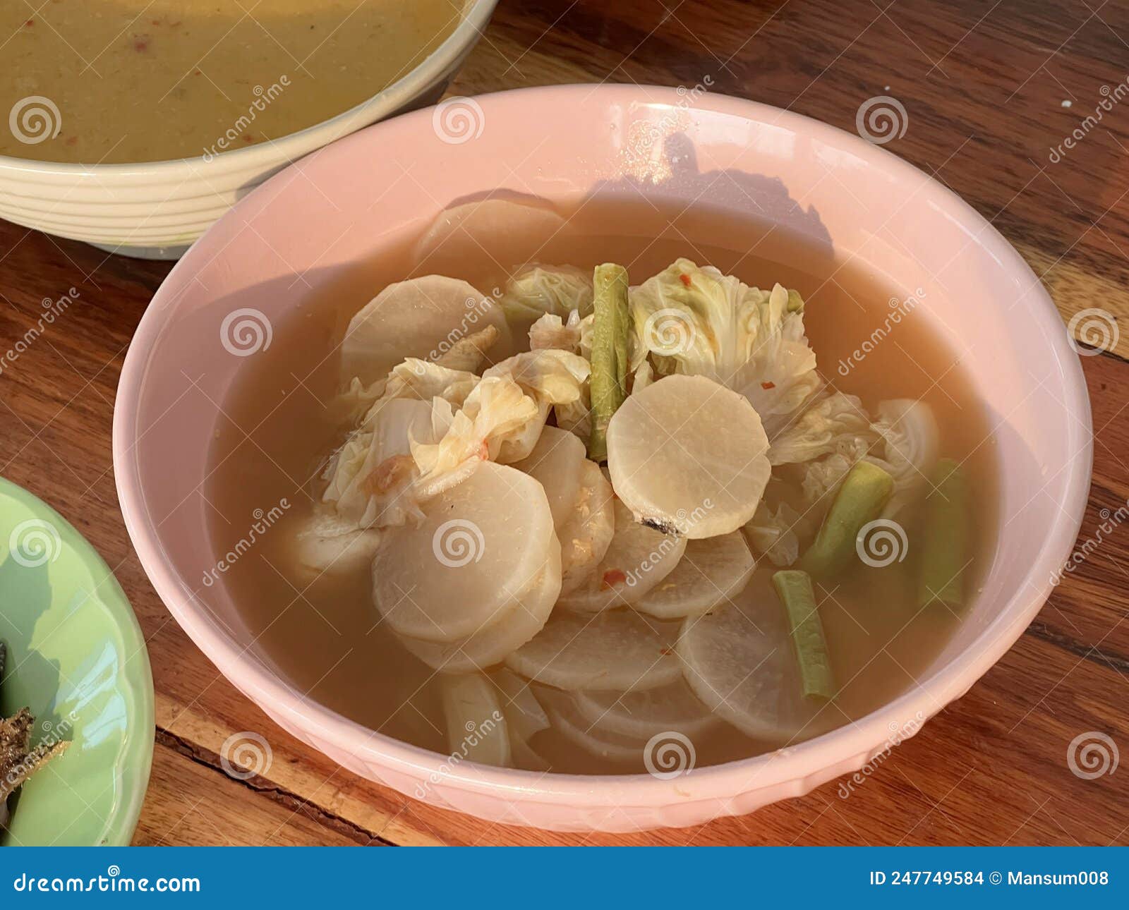 Thai Tamarind Soup with Fish and Coconut Shoot Stock Photo - Image of ...