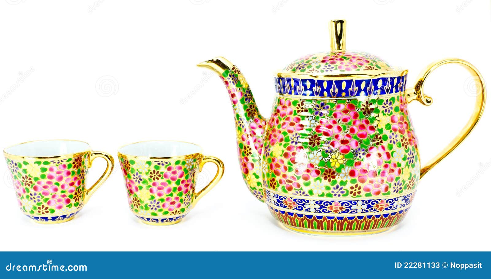 Thai tea jar and two cup stock image. Image of handicraf - 22281133