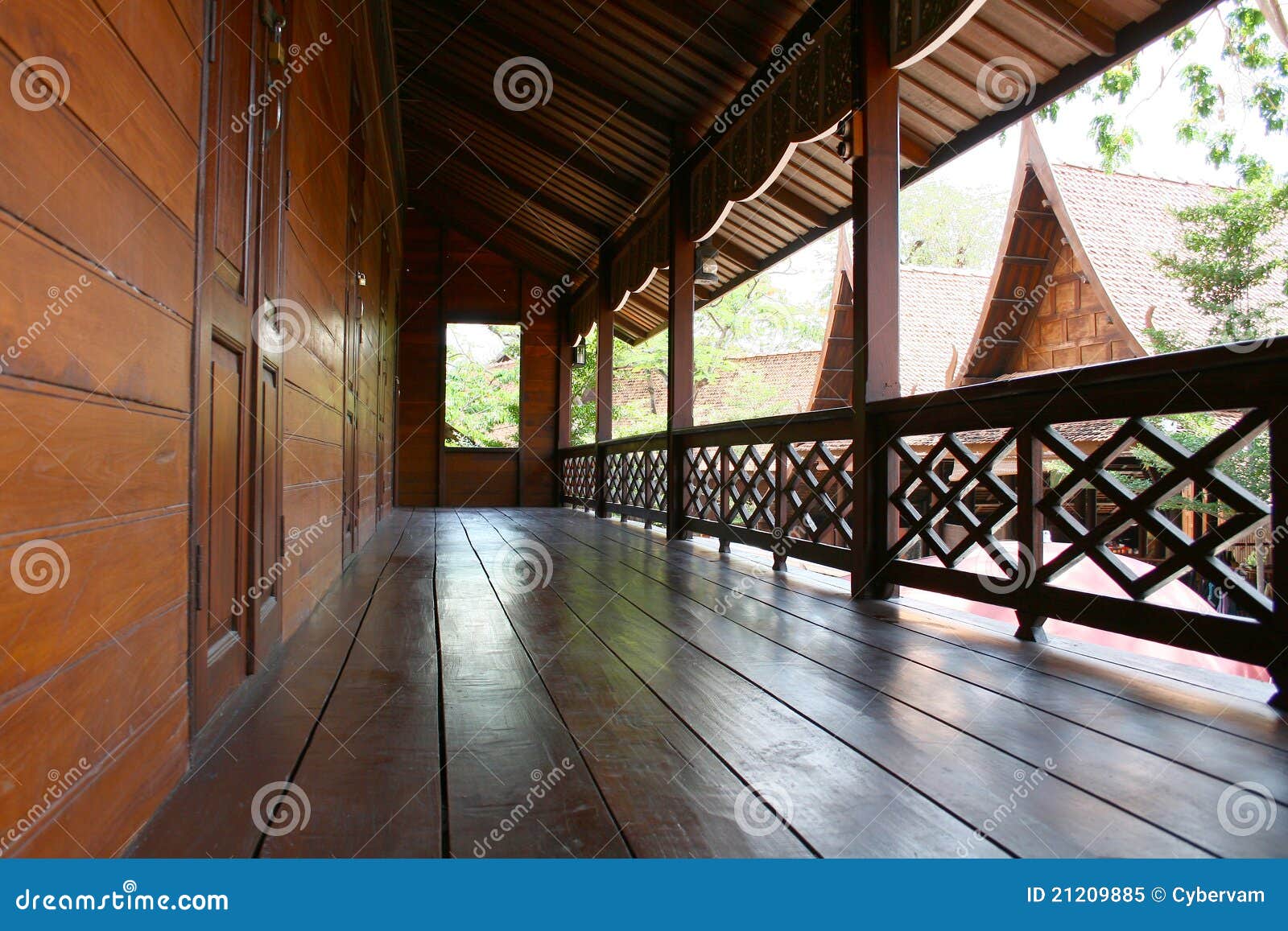 Thai teak house stock image. Image of buddhism, teak - 21209885