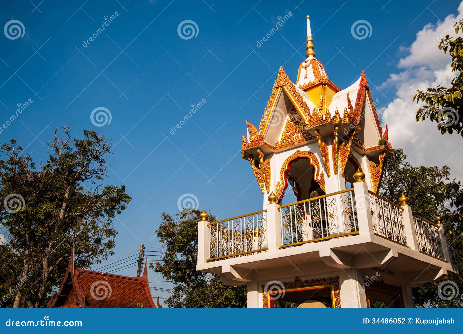 Thai temple bell tower stock photo. Image of palace, mosaic - 34486052
