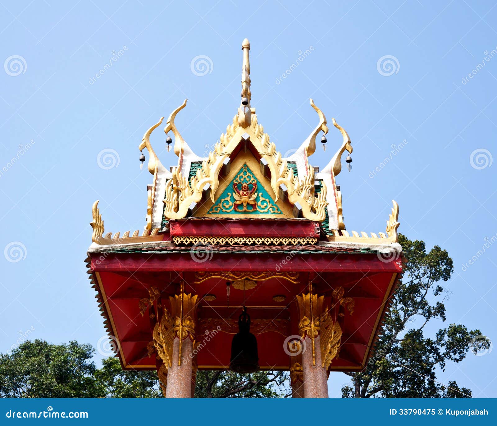 Thai temple bell tower stock image. Image of blue, beautiful - 33790475