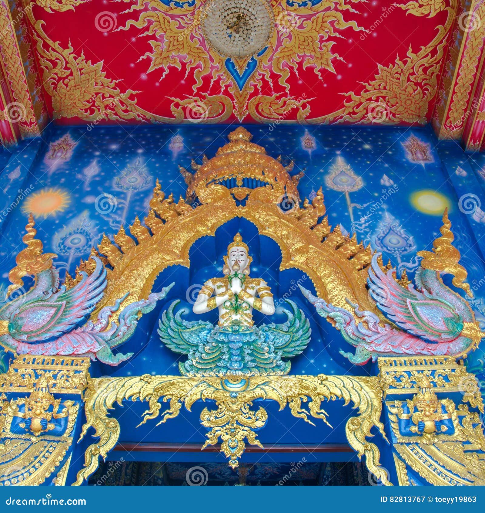 Thai temple in blue color stock image. Image of bangkok - 82813767