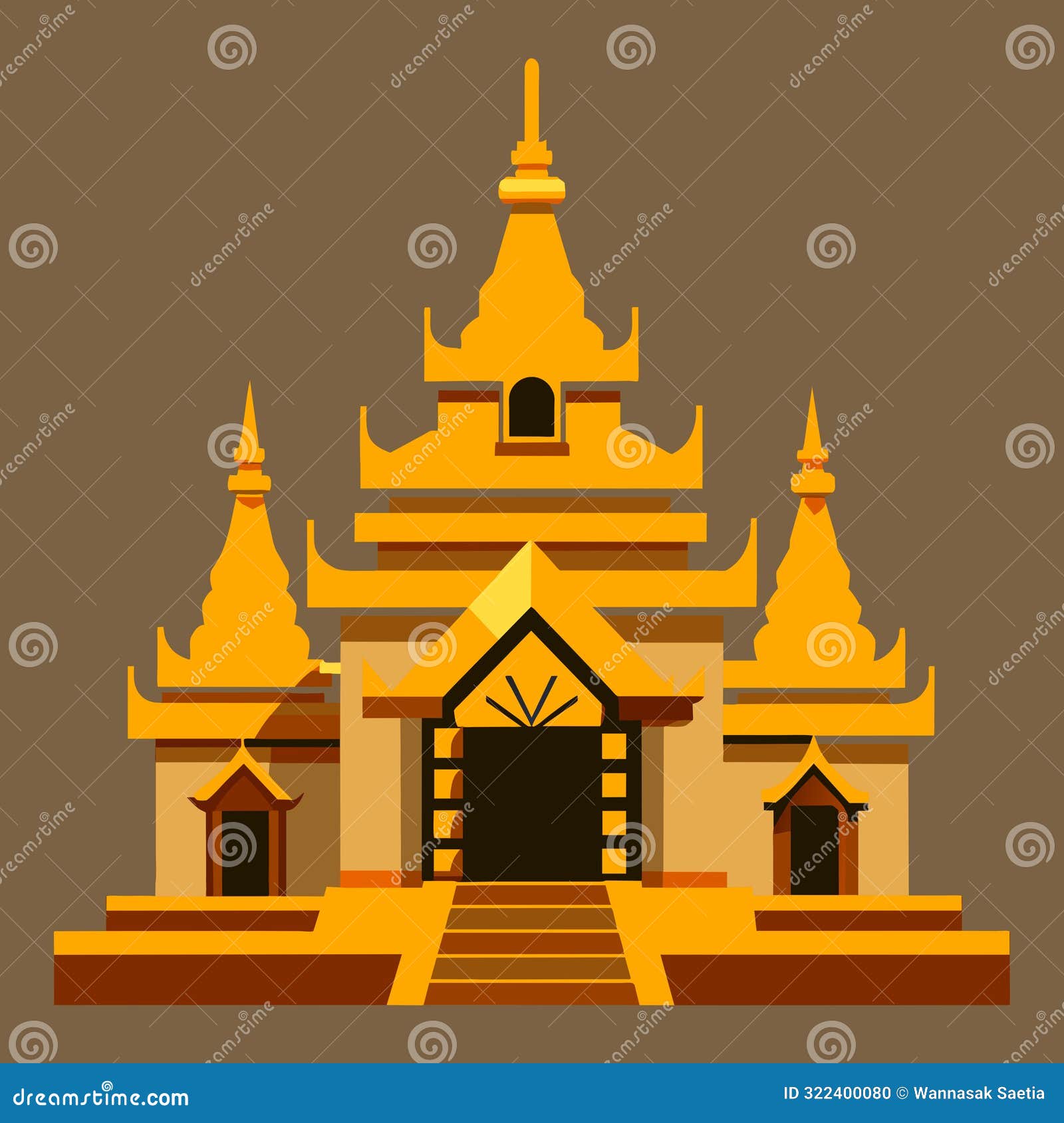 Thai Temple Building. Vector Illustration | CartoonDealer.com #322400080