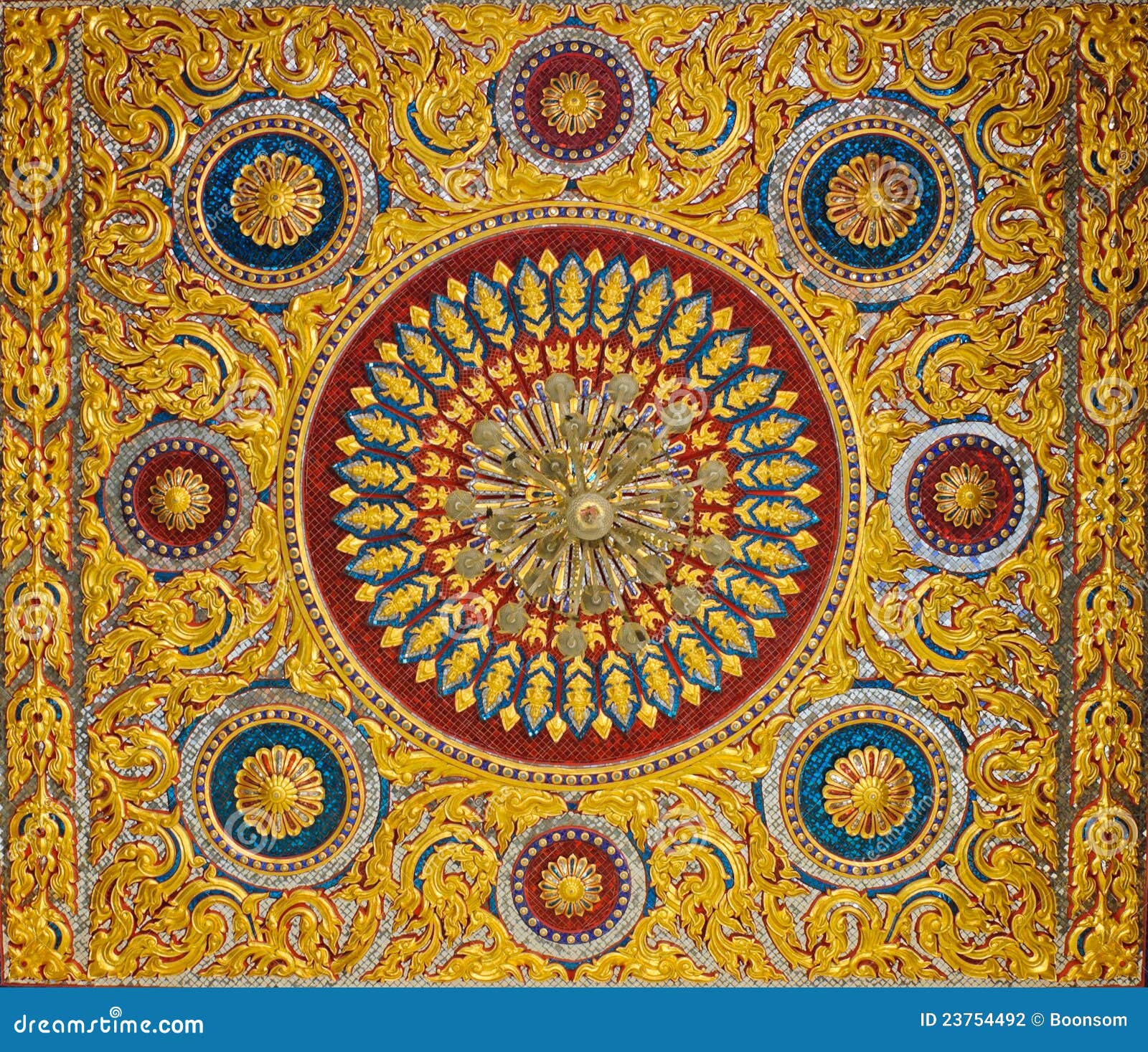 Thai Temple Ceiling Decoration Stock Photo - Image of thailand, culture ...