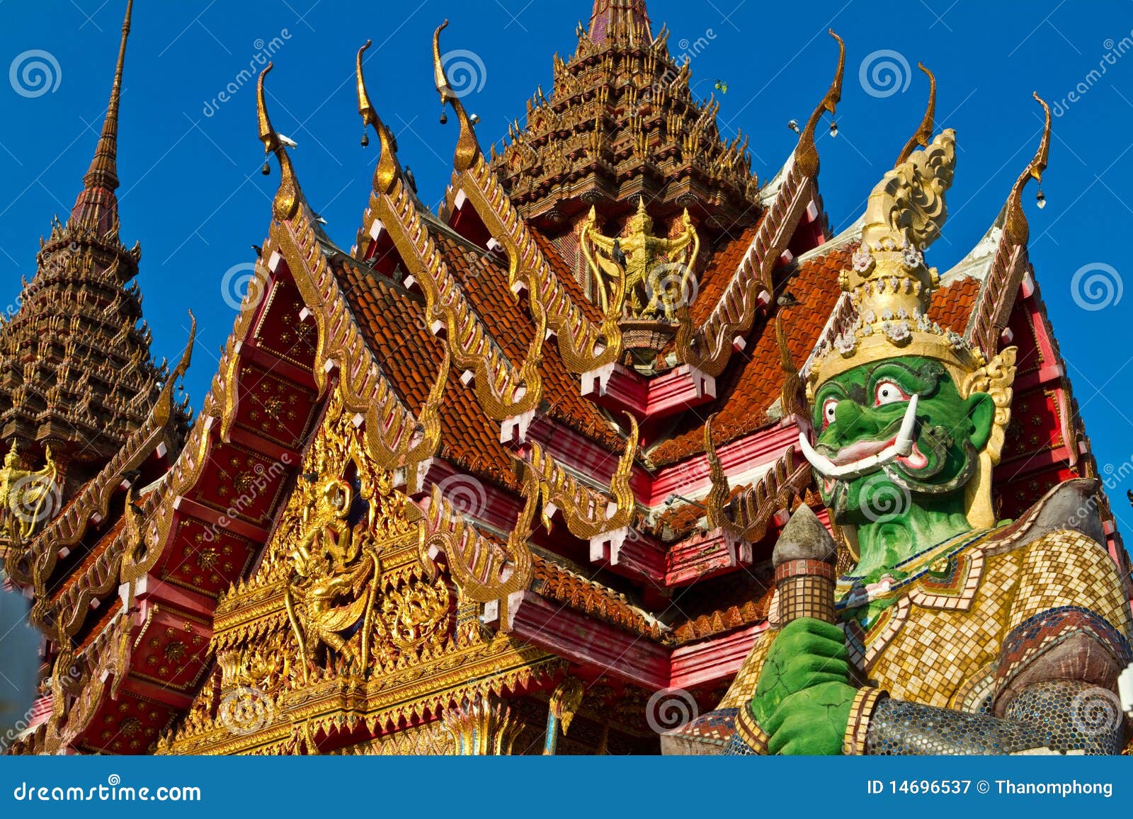 Thai Temple with Giant stock image. Image of buddhist - 14696537