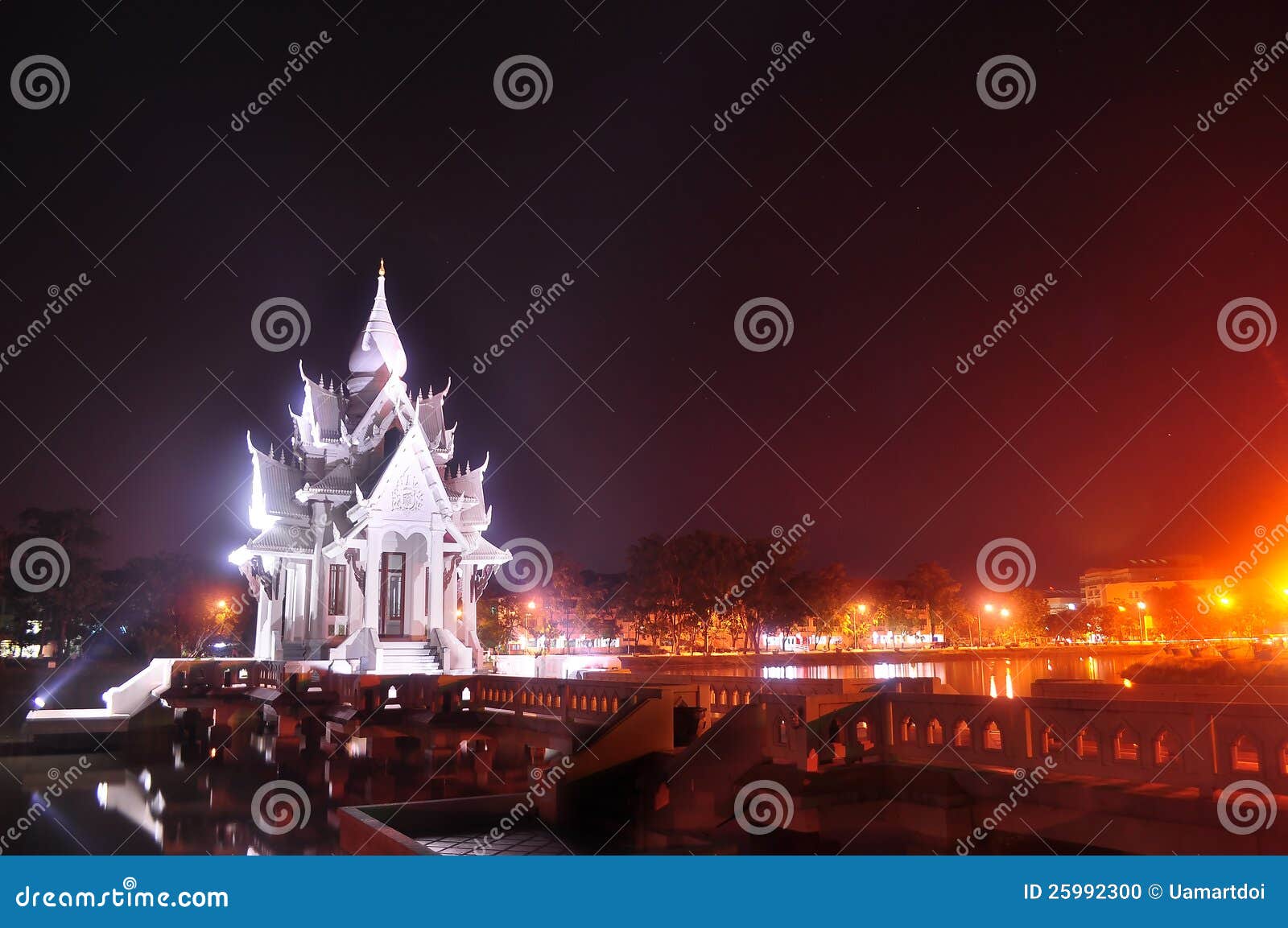 Thai temple in the night stock photo. Image of thai, lighting - 25992300