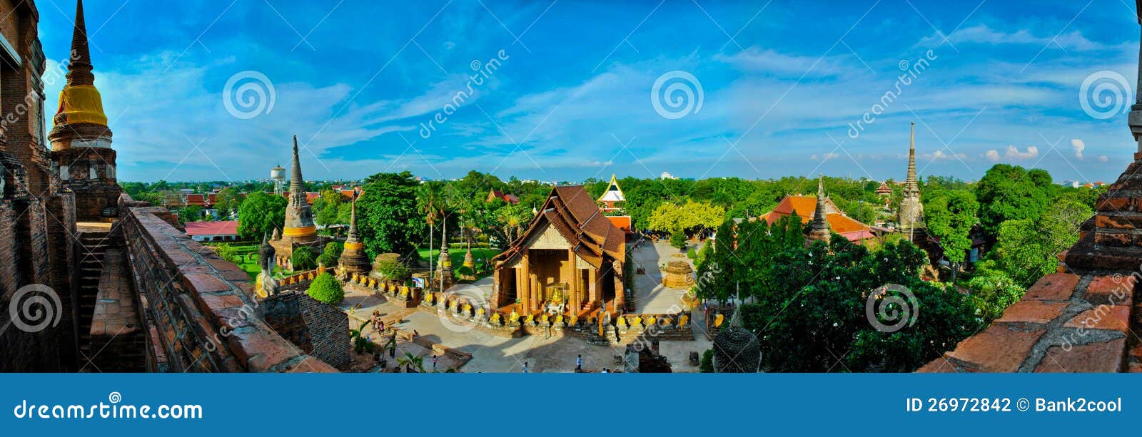 The Thai Temple in Panorama Stock Photo - Image of religion, panorama ...