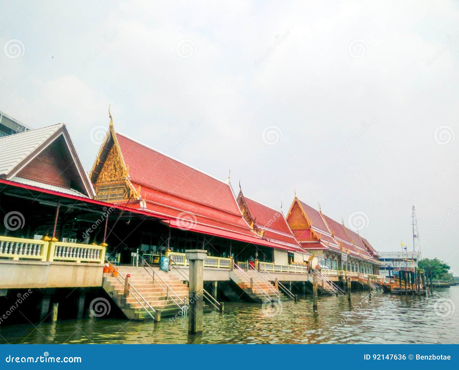 Thai temple at riverside editorial photo. Image of asia - 92147636