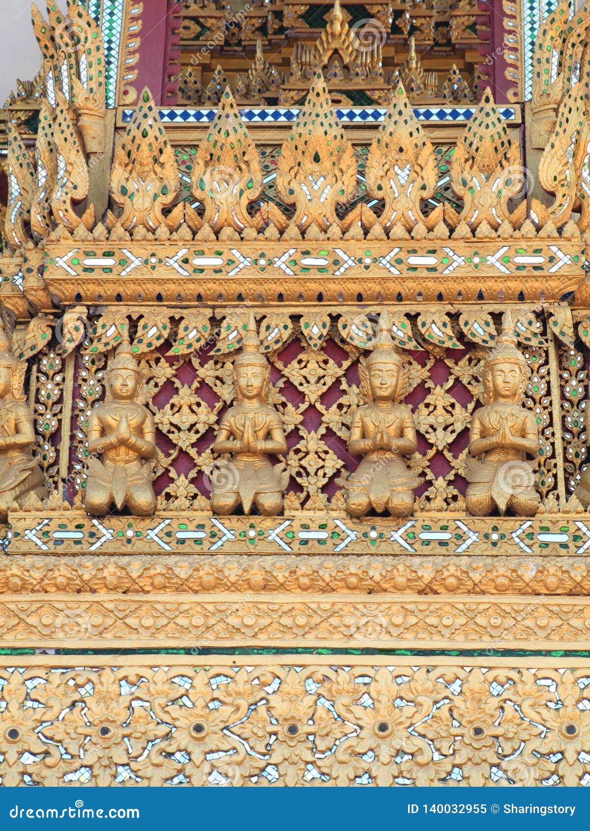 Thai Temple, Wall Thai and Thai Pattern Design on Wall Stock Image ...