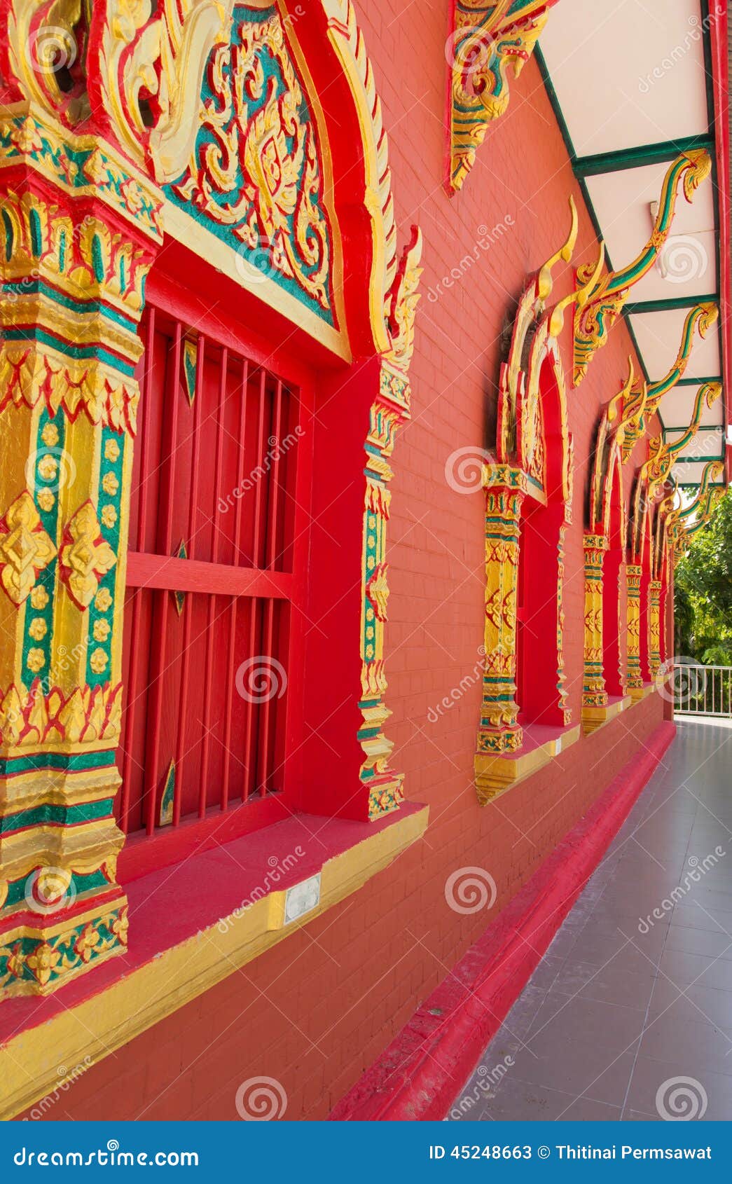 Thai Temple, Wall Thai and Thai Pattern Design on Wall Stock Image ...
