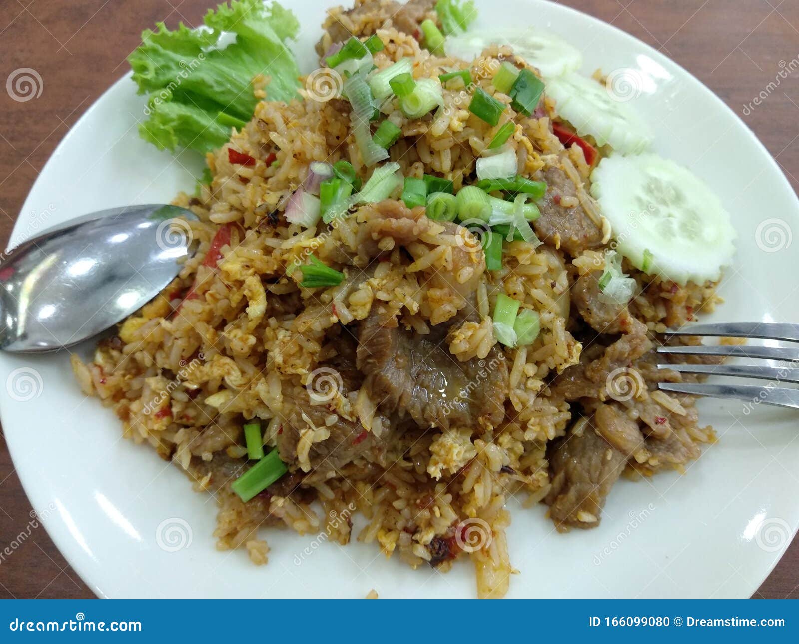 Thai Tom Yam Style Fried Rice with Beef Stock Photo - Image of thai ...