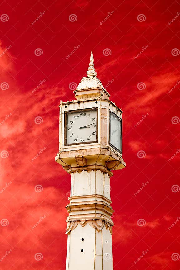 The Thai tower clock stock photo. Image of place, alphabet - 25249210