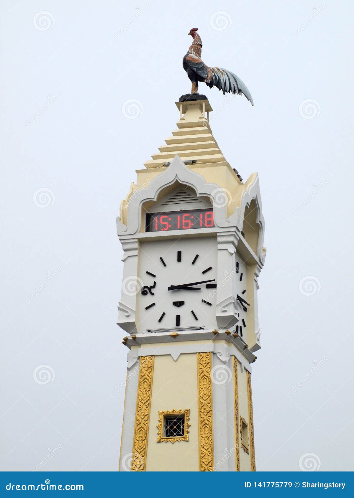 Thai Tower Clock of Number Thai Style Stock Image - Image of building ...