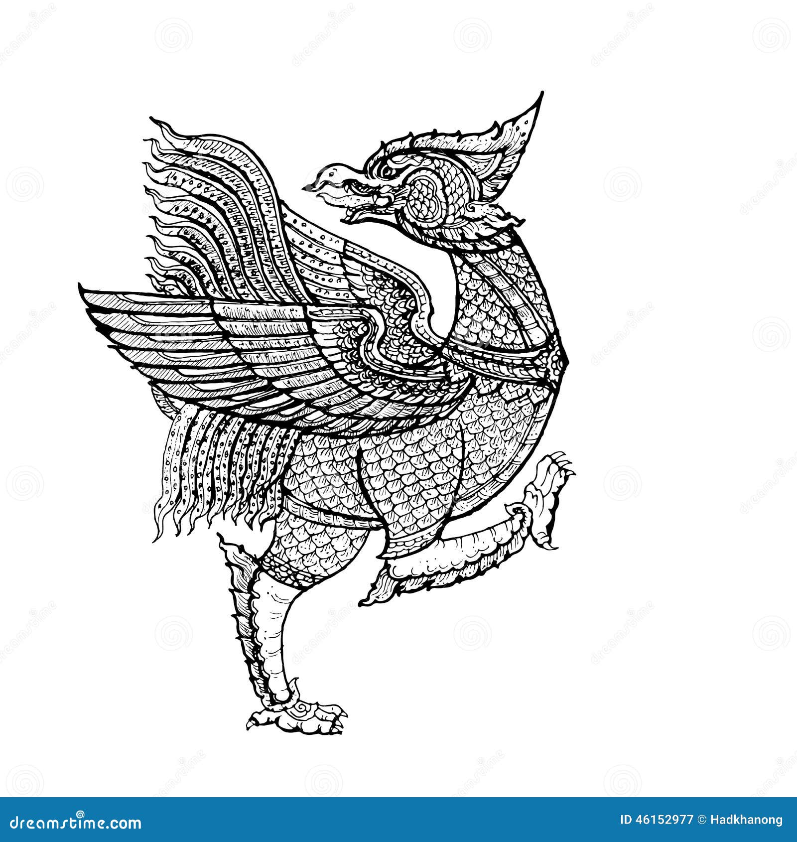 Thai Tradition Art,Nok Thet Bird Stock Vector - Illustration of vector ...