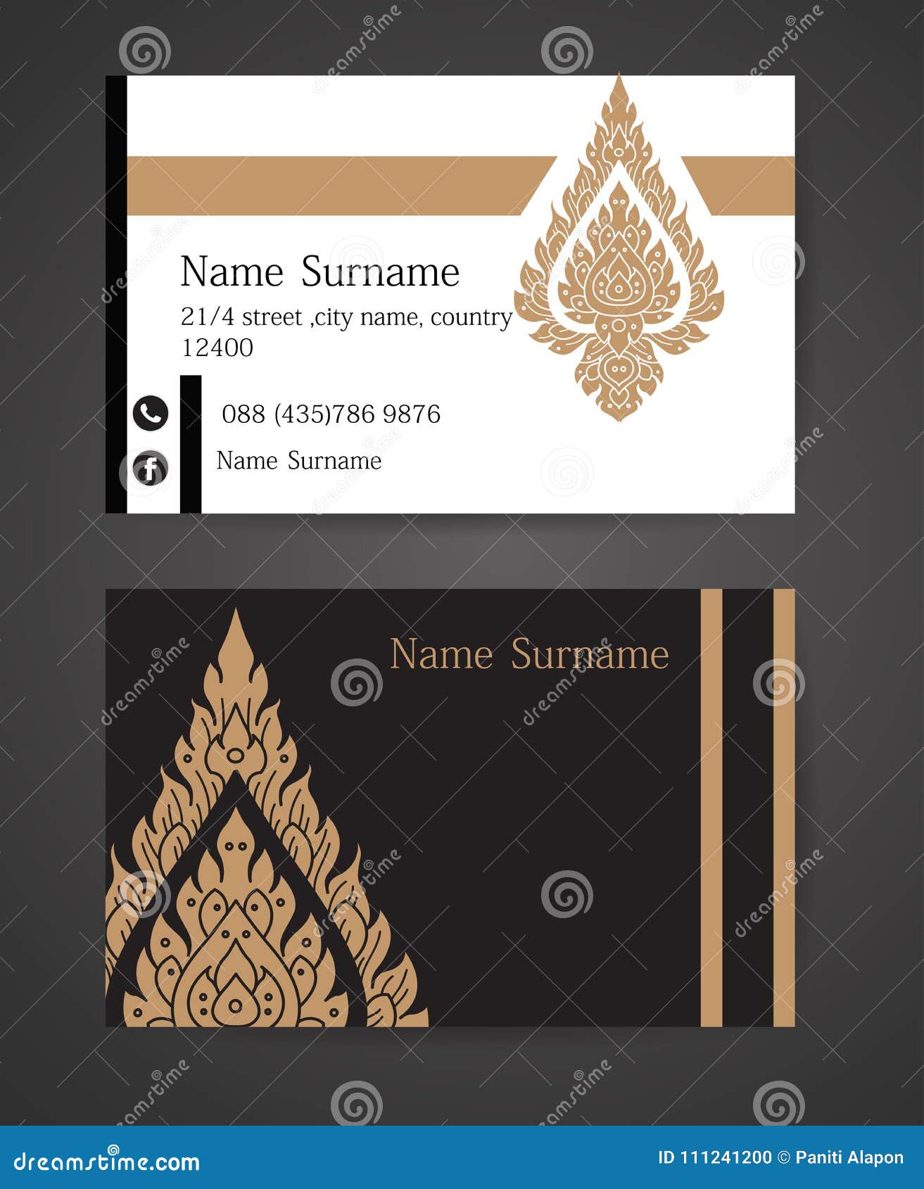 Thai Tradition Creative and Clean Business Card Template Stock Vector ...