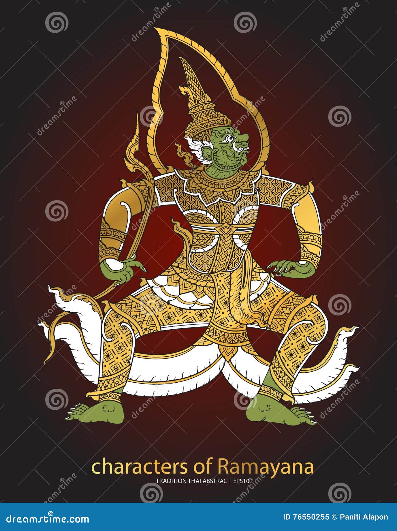 Thai Tradition Giant Characters of Ramayana Stock Vector - Illustration ...