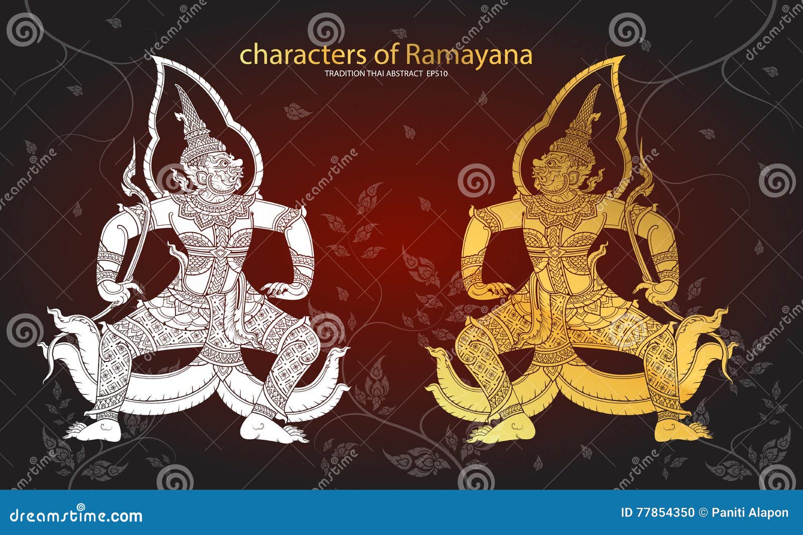 Thai Tradition Giant Characters of Ramayana Stock Vector - Illustration ...