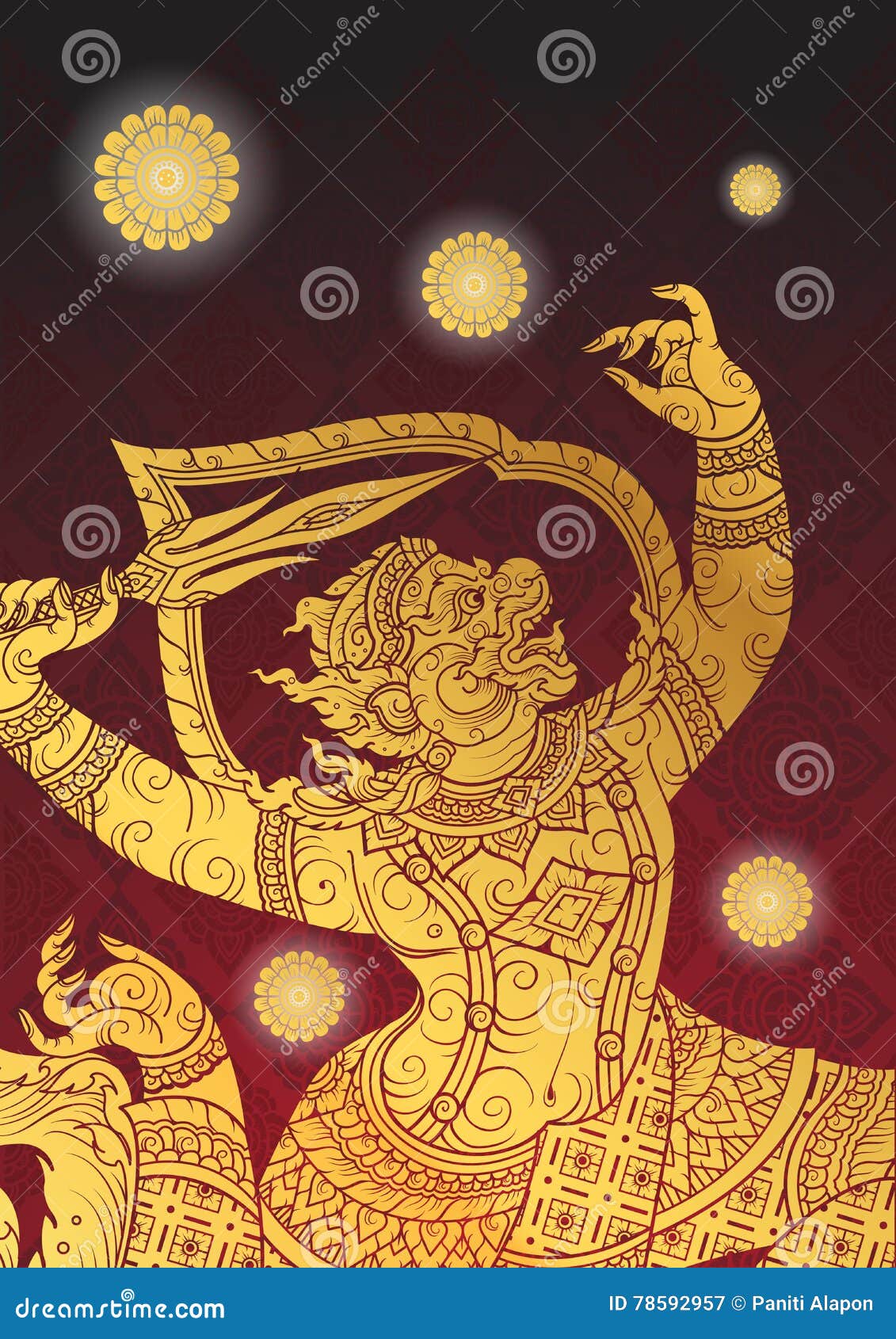 Thai Tradition Hanuman Characters of Ramayana Stock Vector ...