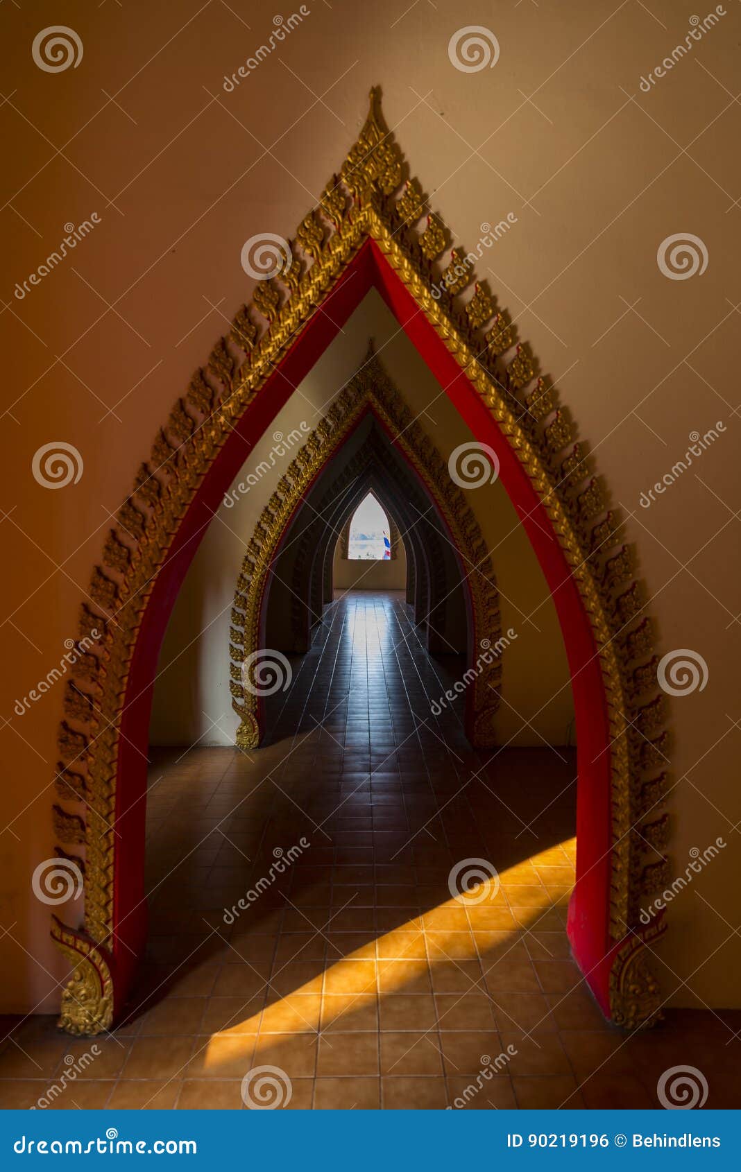 Thai Tradition Walkway in Temple. Stock Photo - Image of passageway ...