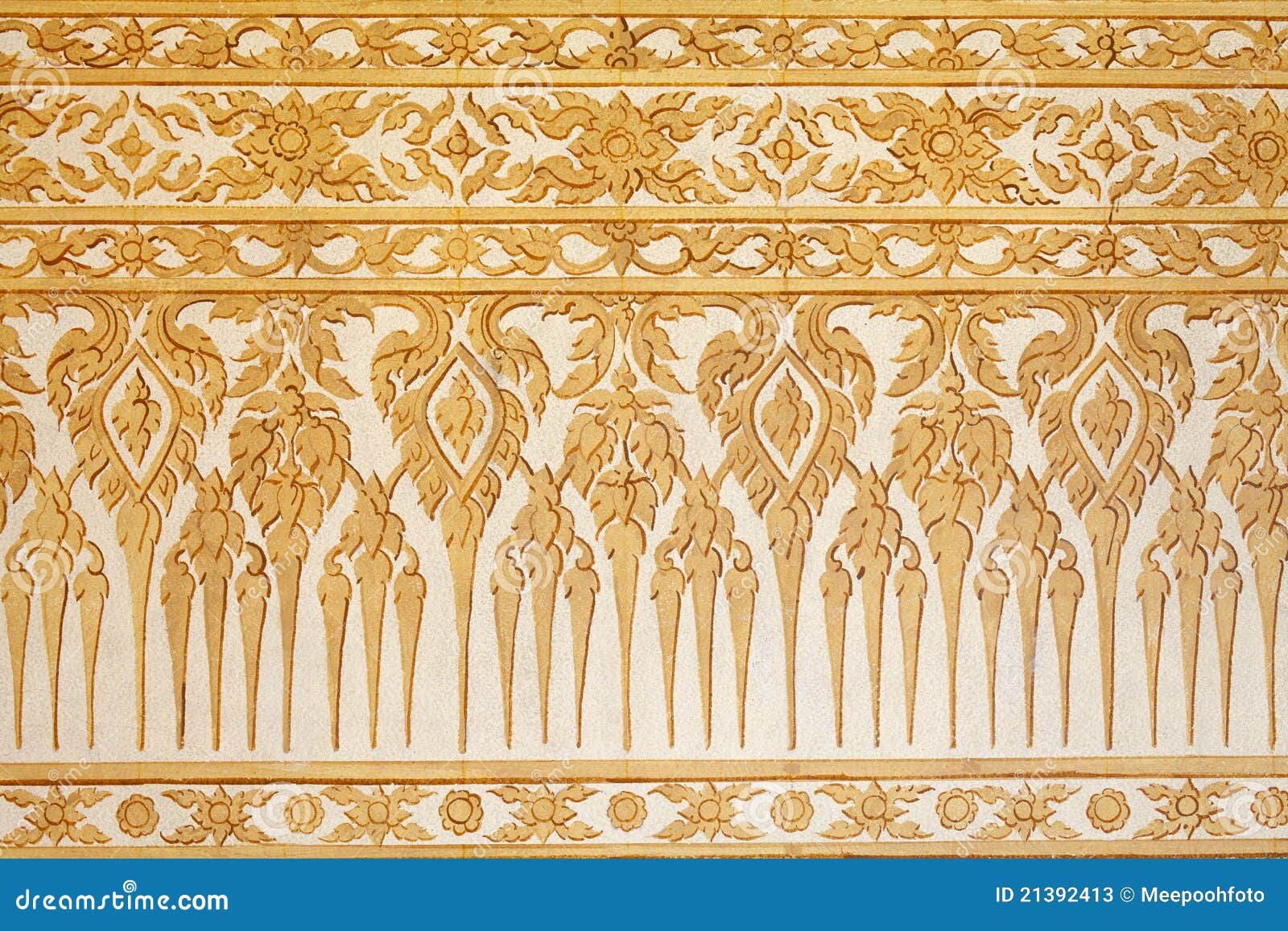 Thai Traditional Classic Pattern on Temple Wall Stock Image - Image of ...