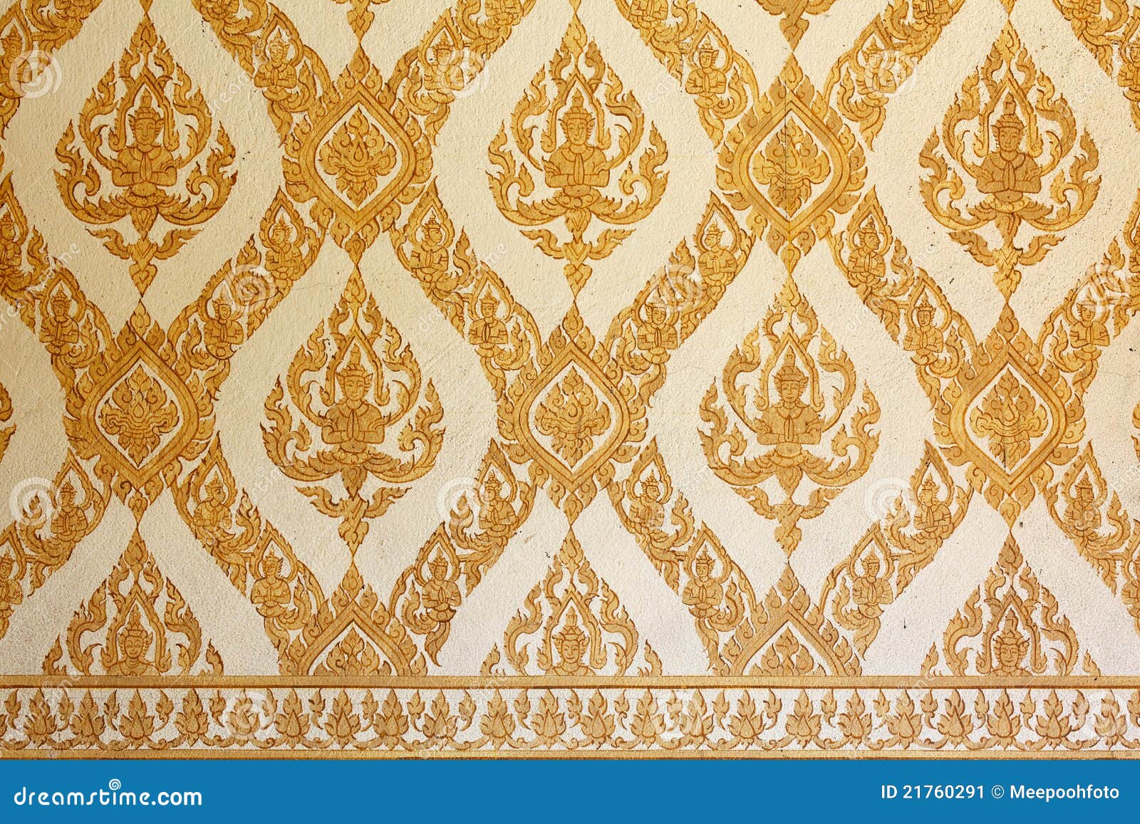 Thai Traditional Classic Pattern on Temple Wall Stock Image - Image of ...