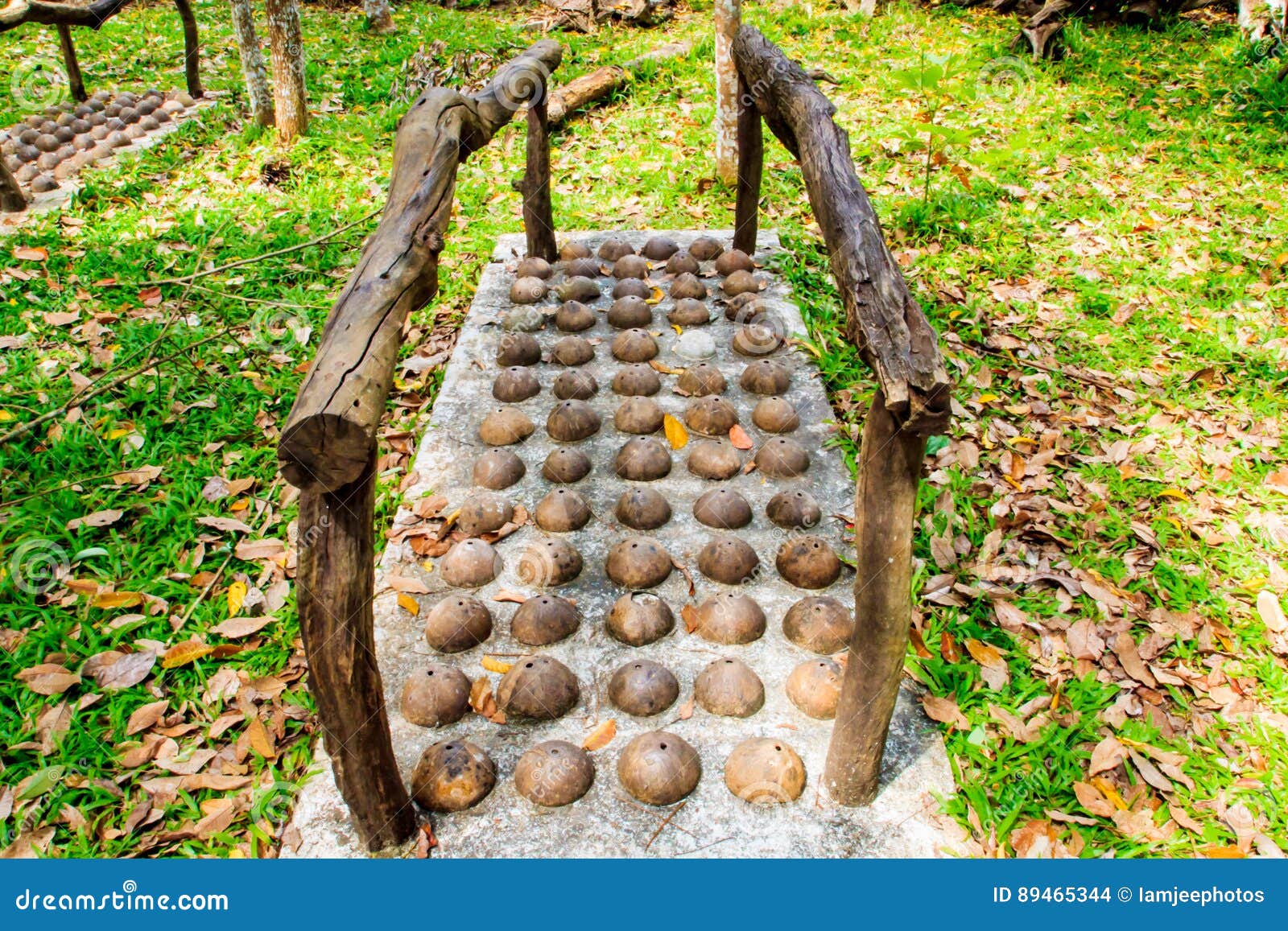 Thai Traditional, Coconut Shell Modify for Foot Massage in Public Park ...