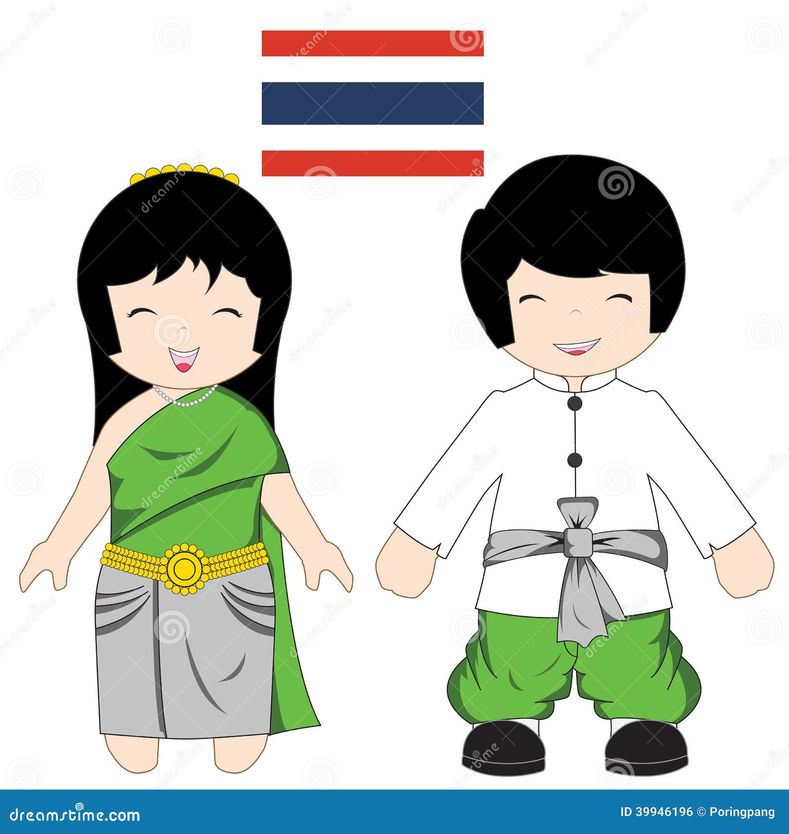 Thai Traditional Costume Stock Vector - Image: 39946196