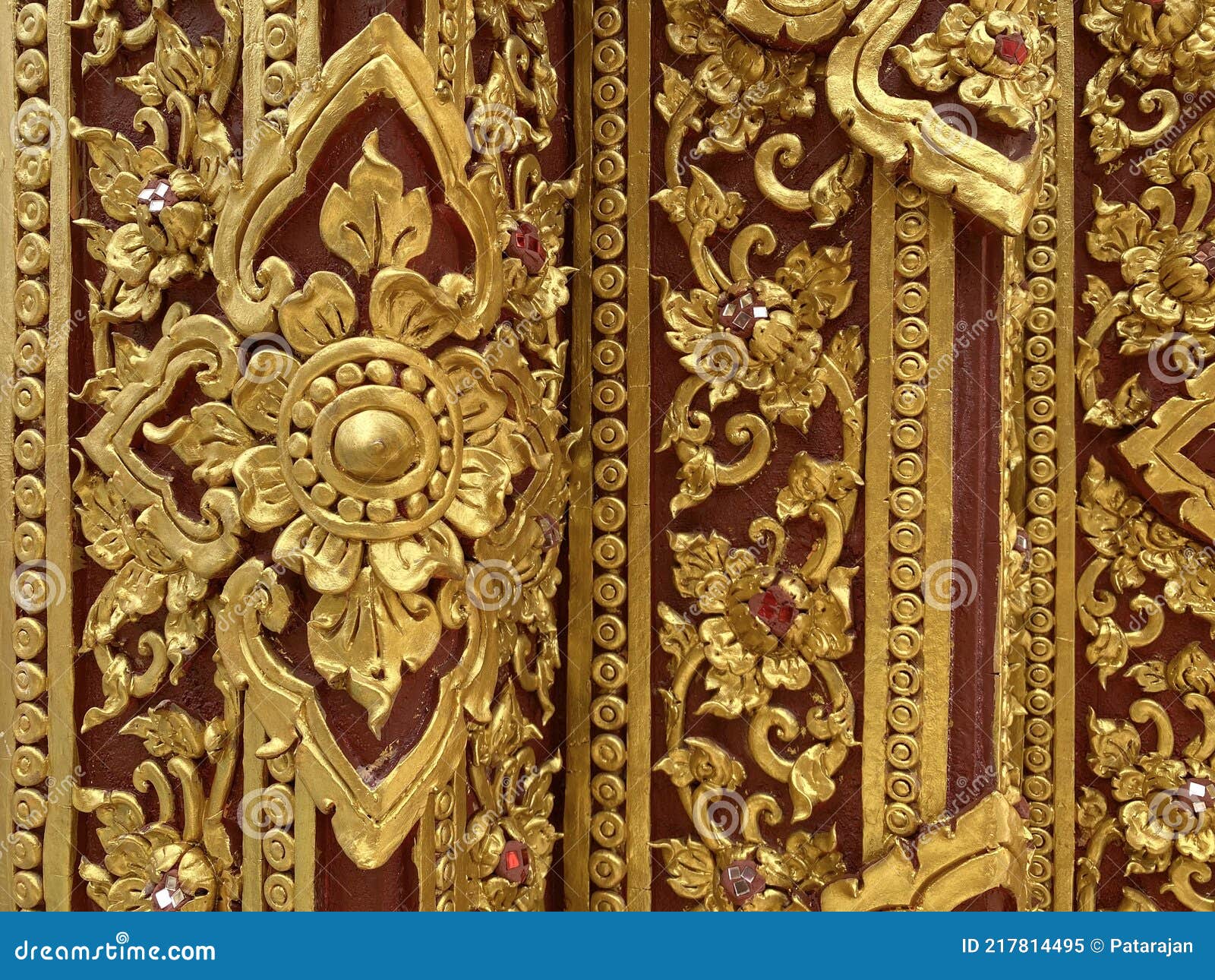 Thai Traditional Flower or Kanok Pattern Design Wall for Temple. Stock ...